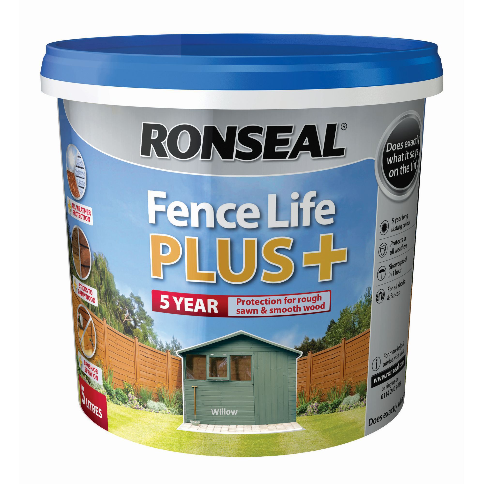 Ronseal Fence Life Plus Willow Matt Exterior Wood paint, 5L | DIY at B&Q
