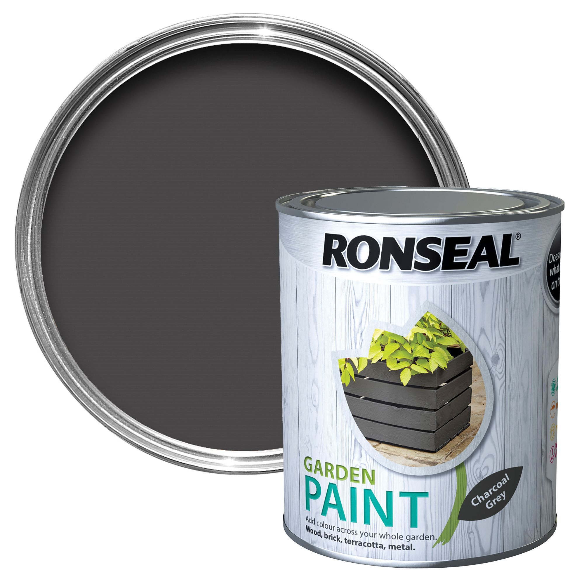 Ronseal Garden Charcoal grey Matt Multi surface Garden Metal wood paint 750ml