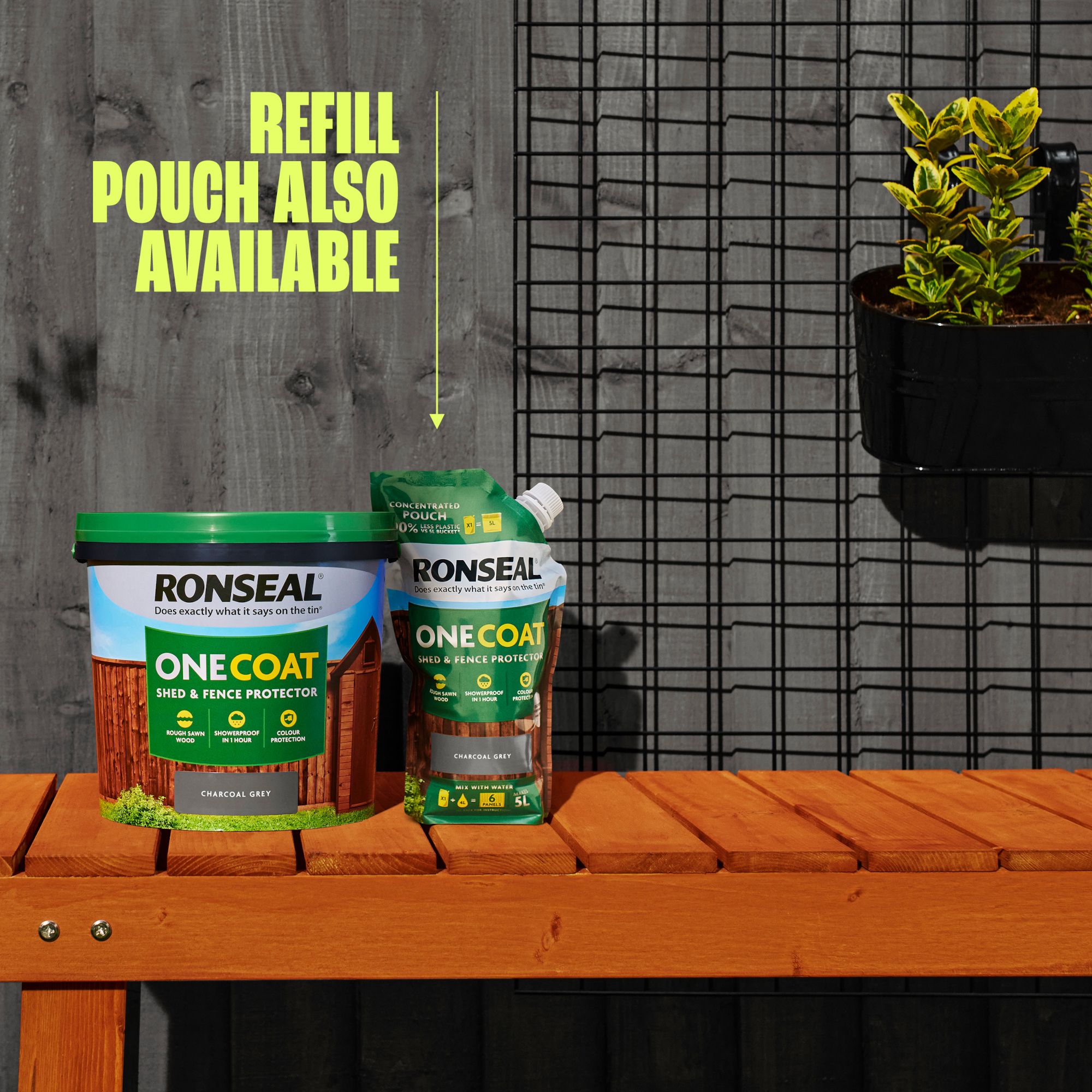 Ronseal One Coat Charcoal Grey Matt Exterior Shed & fence Protector ...