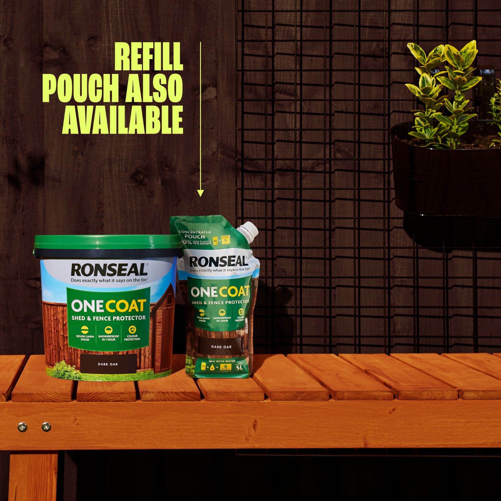 Ronseal One Coat Dark Oak Matt Exterior Shed & fence Protector Wood ...