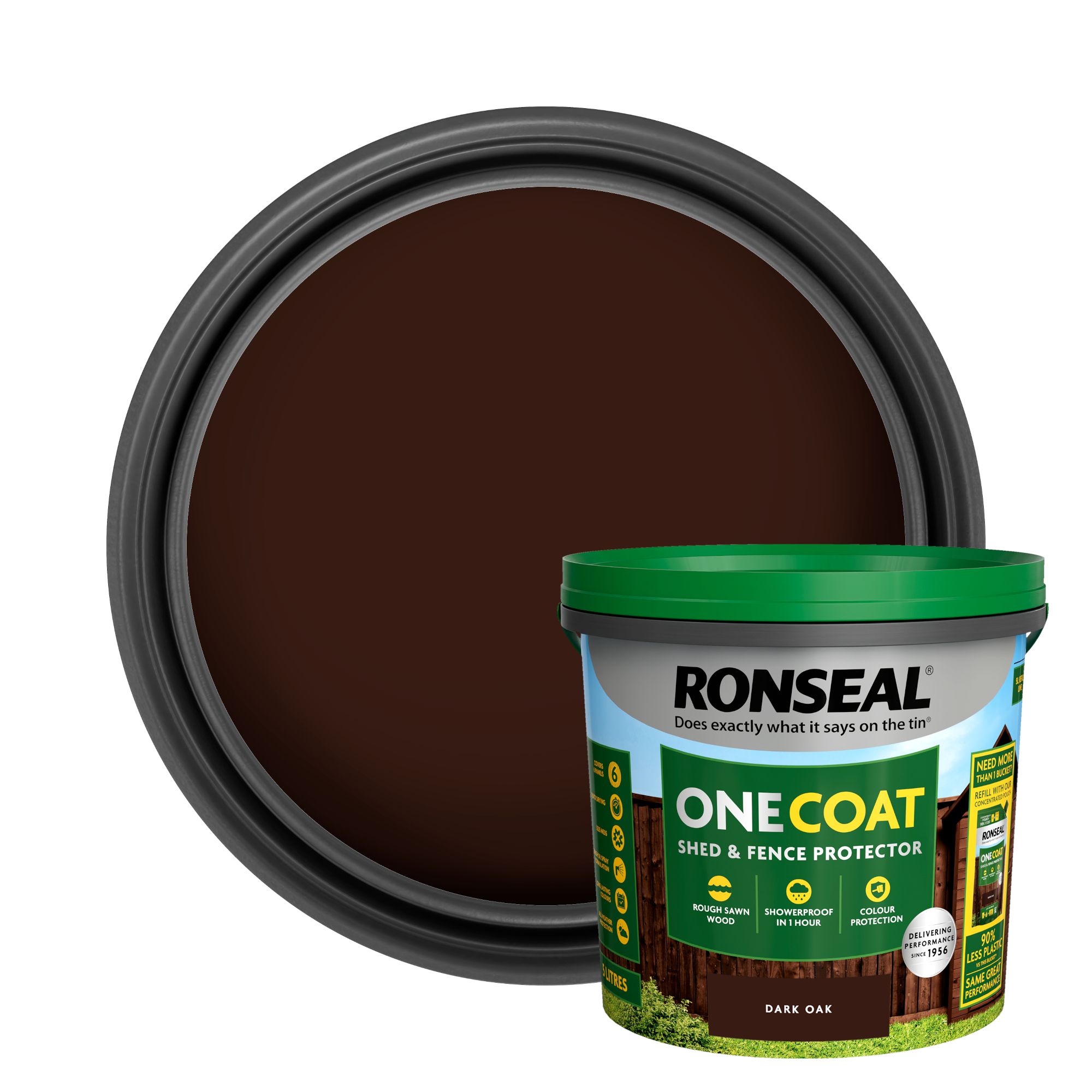 Ronseal One Coat Dark Oak Matt Exterior Shed & fence Protector Wood ...