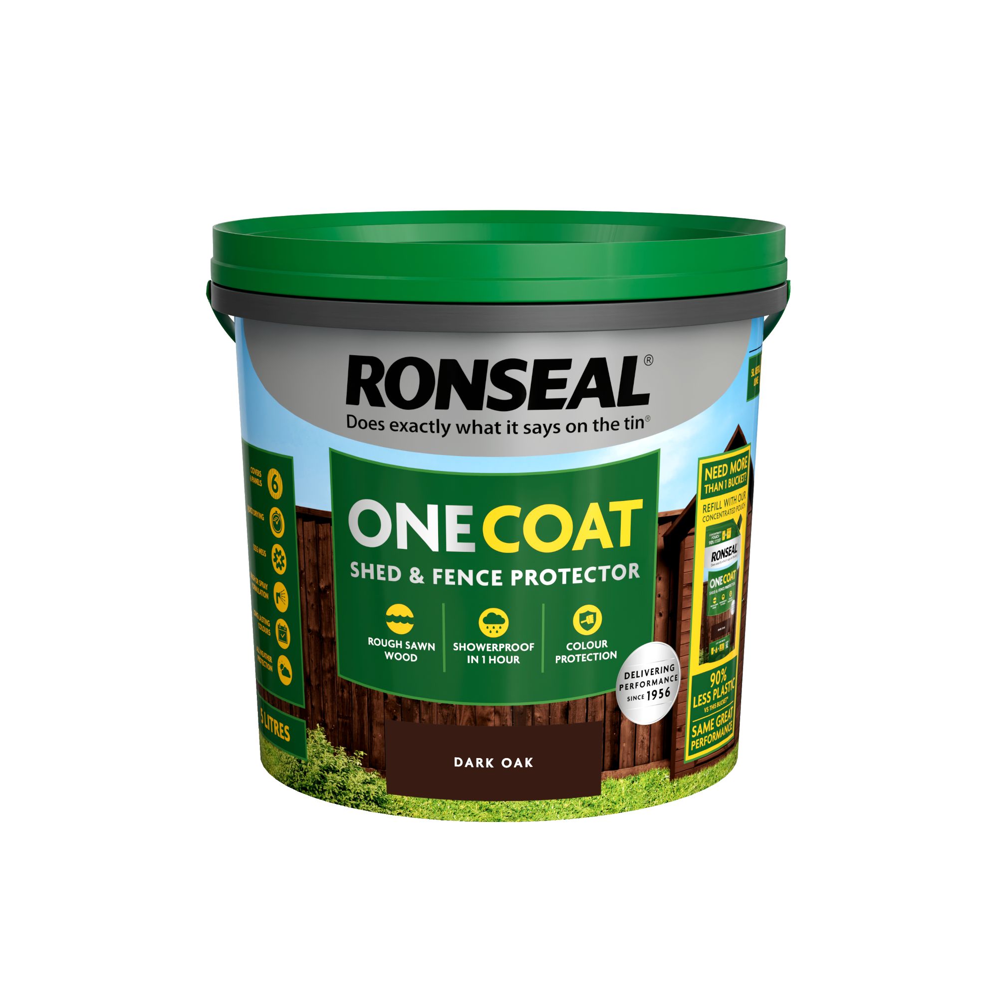 Ronseal One Coat Dark Oak Matt Exterior Shed & fence Protector Wood ...