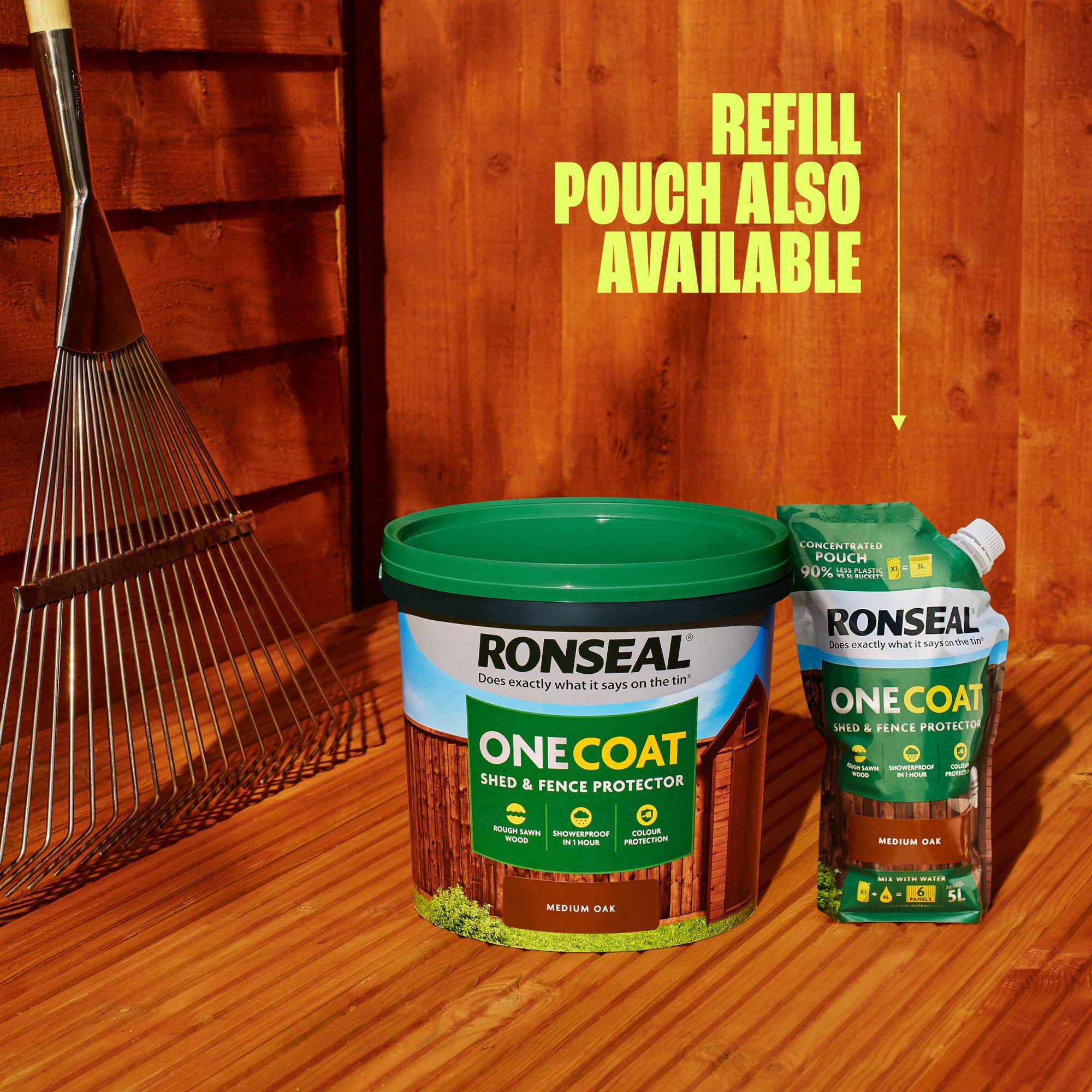 Ronseal One Coat Medium Oak Matt Exterior Shed & fence Protector Wood ...