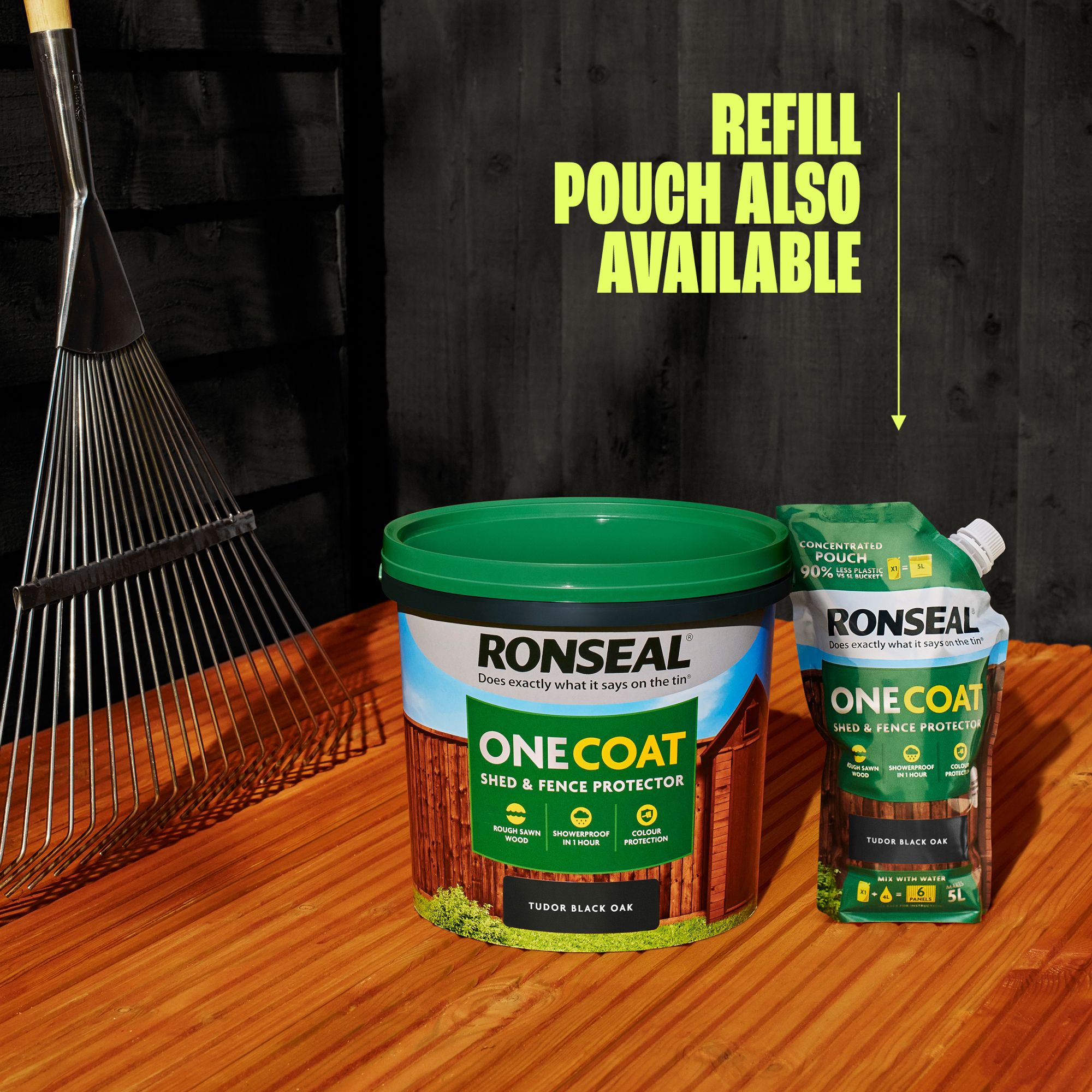Ronseal One Coat Tudor Black Oak Matt Exterior Shed & fence Protector ...