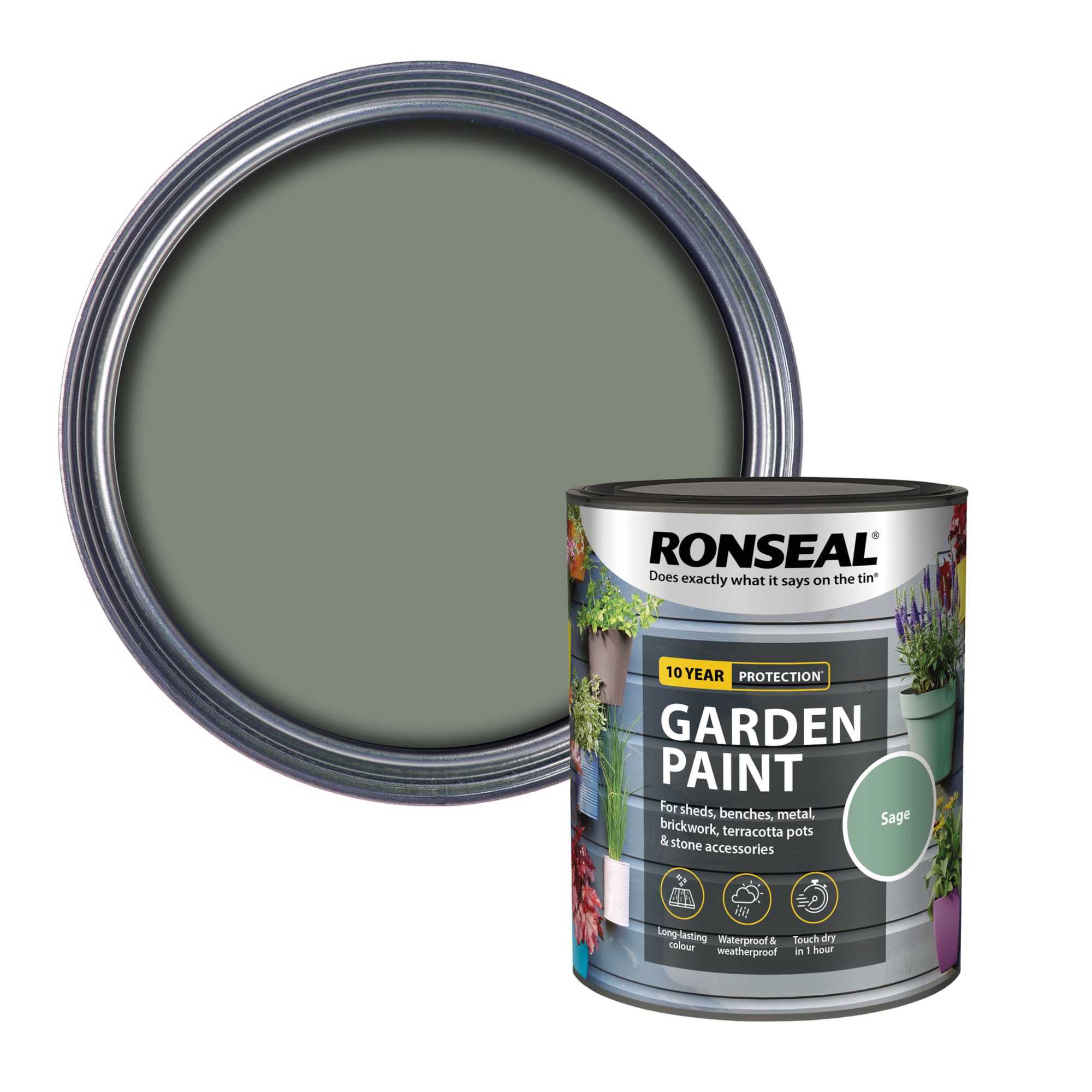 Ronseal Sage Matt Multi-surface Exterior Protector Garden paint, 750ml Tin