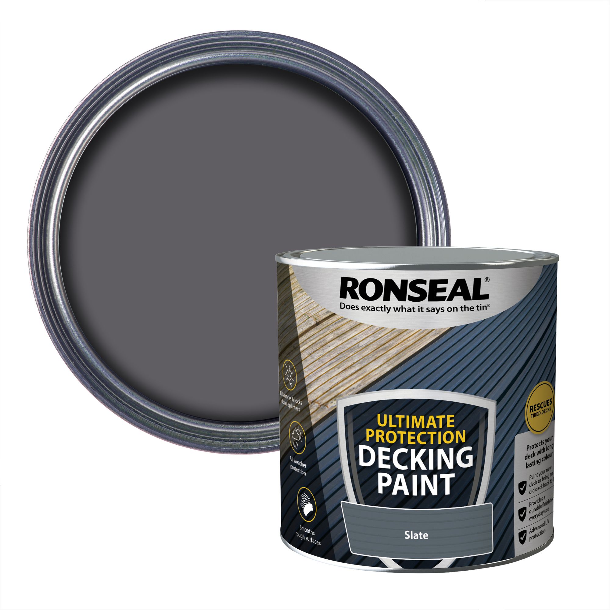 Ronseal Ultimate Protection Matt Slate Decking paint, 2.5L | DIY at B&Q