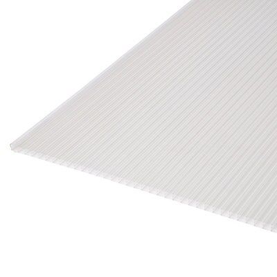 Roof pro Clear Polycarbonate Multiwall Roofing sheet (L)4m (W)1000mm (T ...
