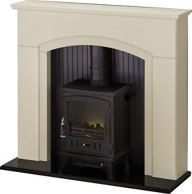 Rotherham Black Textured stone effect Stove suite | DIY at B&Q