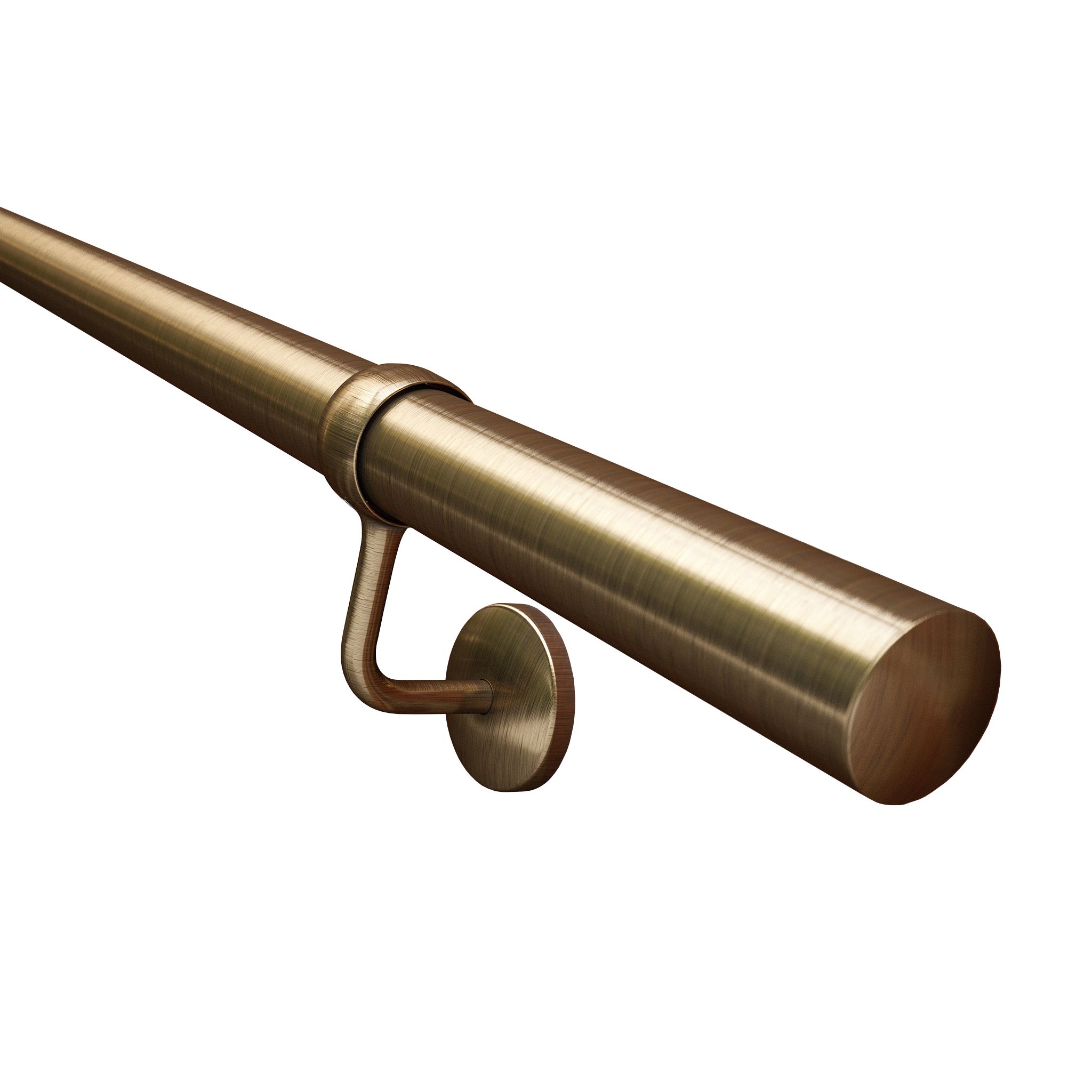 Rothley Antique Brass Steel Antique brass effect Rounded Handrail kit ...