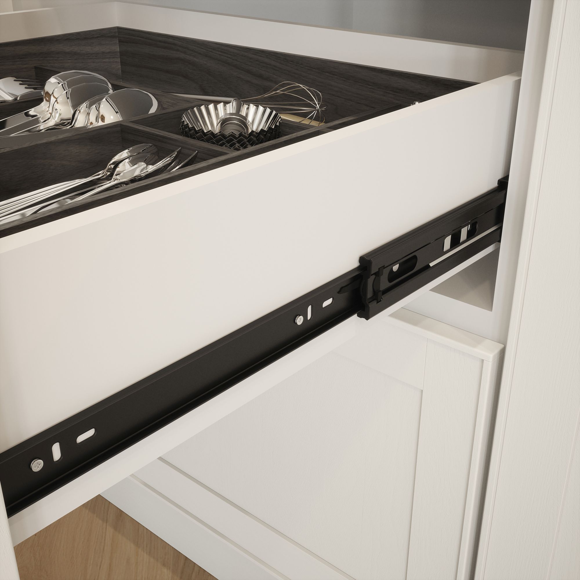 Rothley Black Ball bearing Side-fixed Drawer runner (L)605mm, Pair