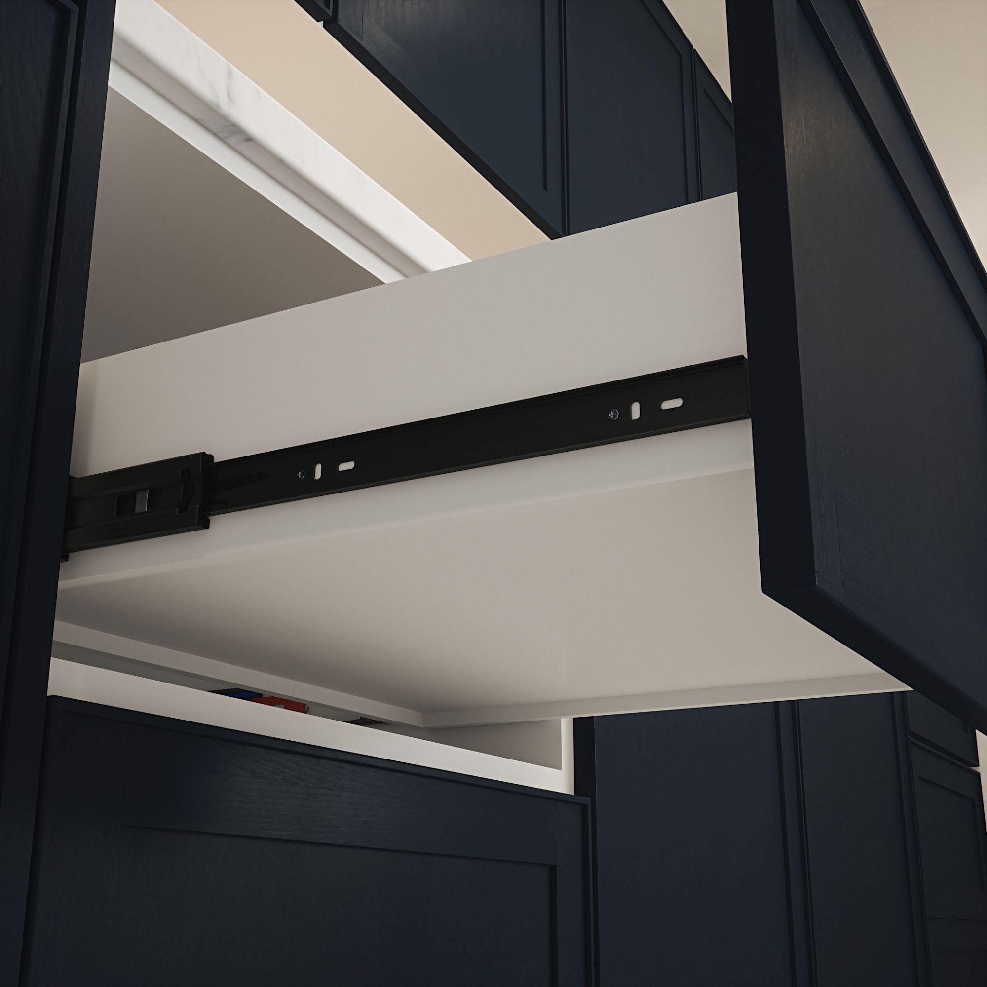 Rothley Black Soft close ball bearing Side-fixed Drawer runner (L)555mm ...