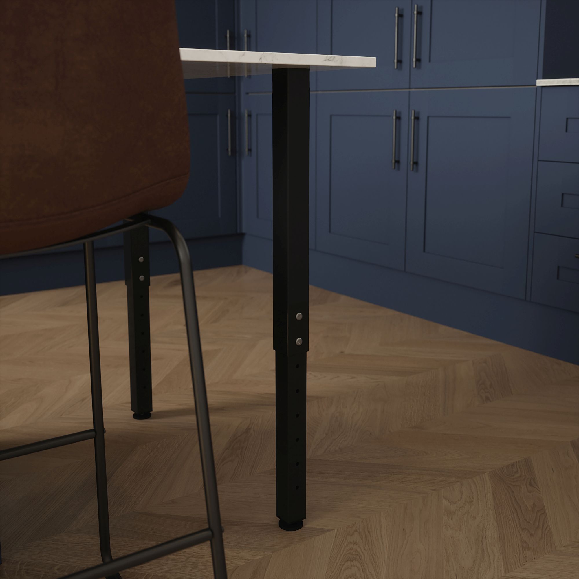 Rothley Black Straight Table leg (H)1000mm (Dia)50mm