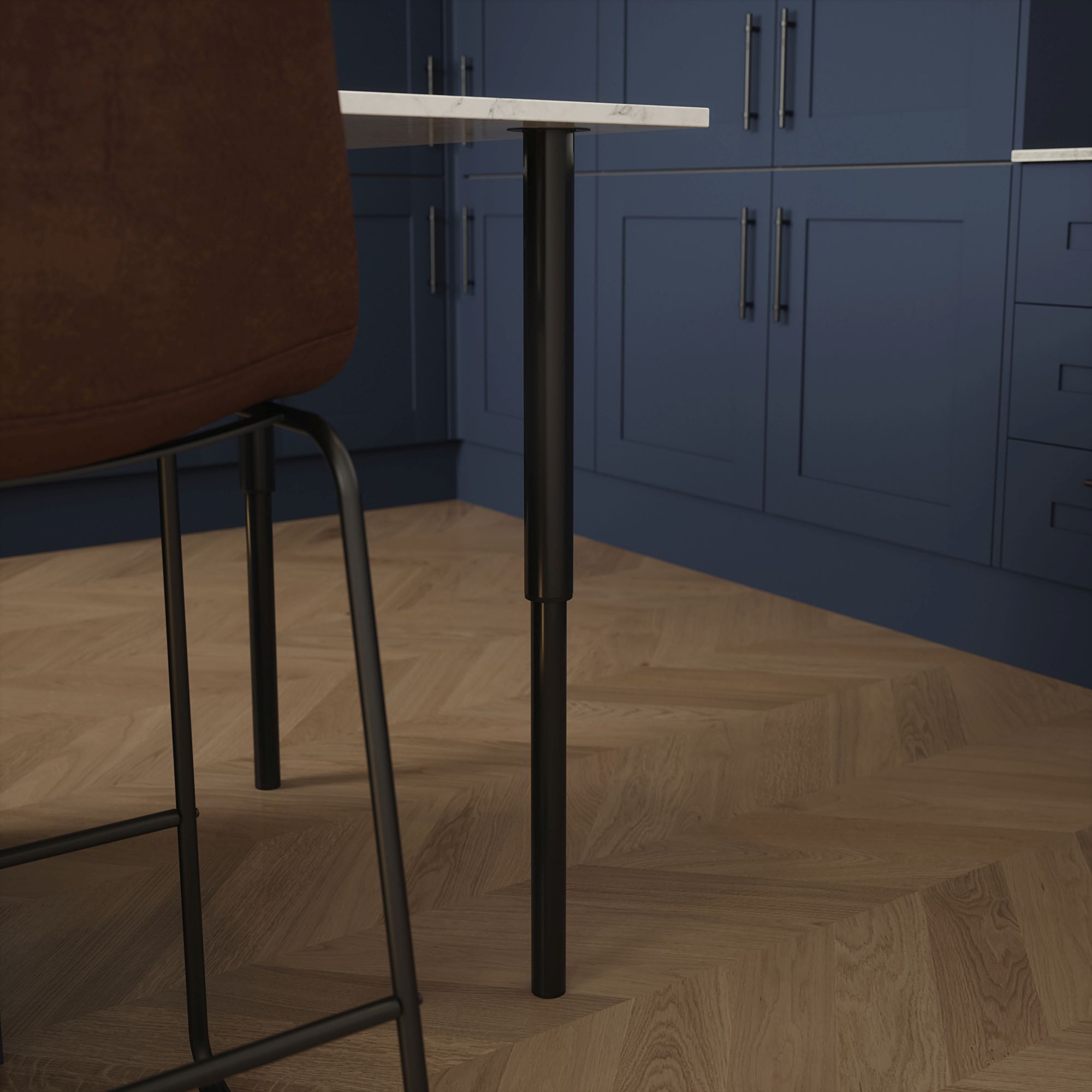 Rothley Black Straight Table leg (H)900mm (Dia)50mm