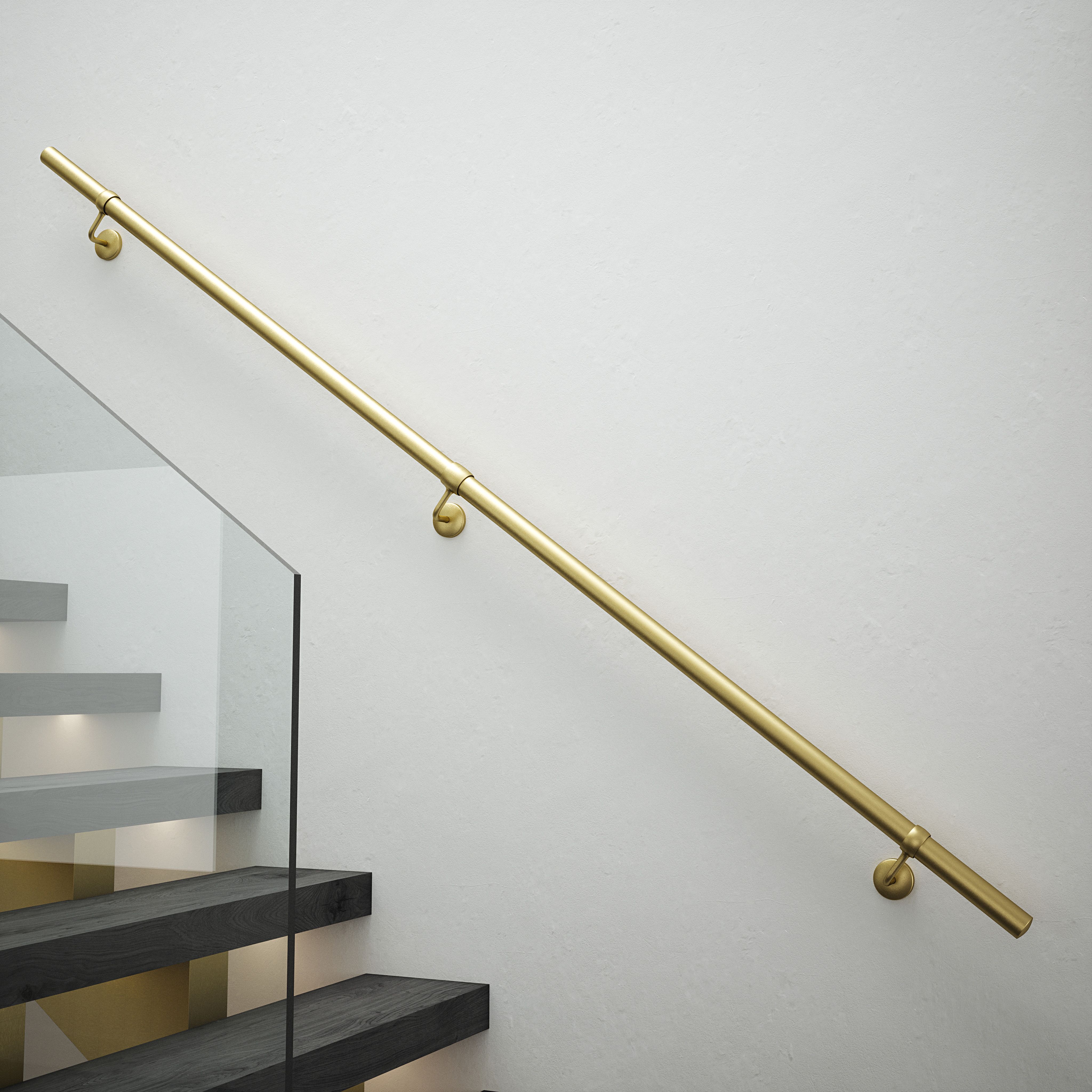 Rothley Brass Steel Rounded Handrail kit, (L)2.4m