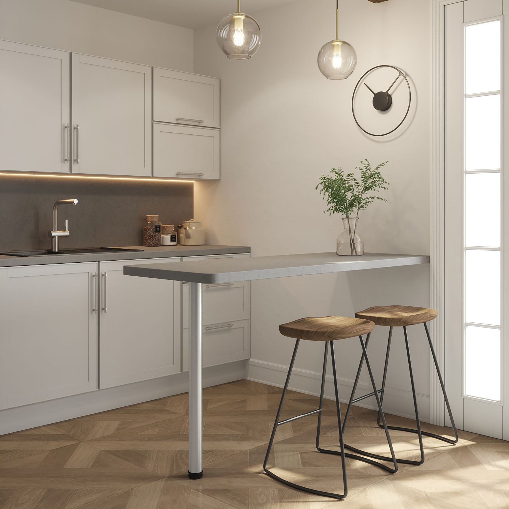Rothley Brushed Gloss Stainless steel effect Contemporary Straight ...