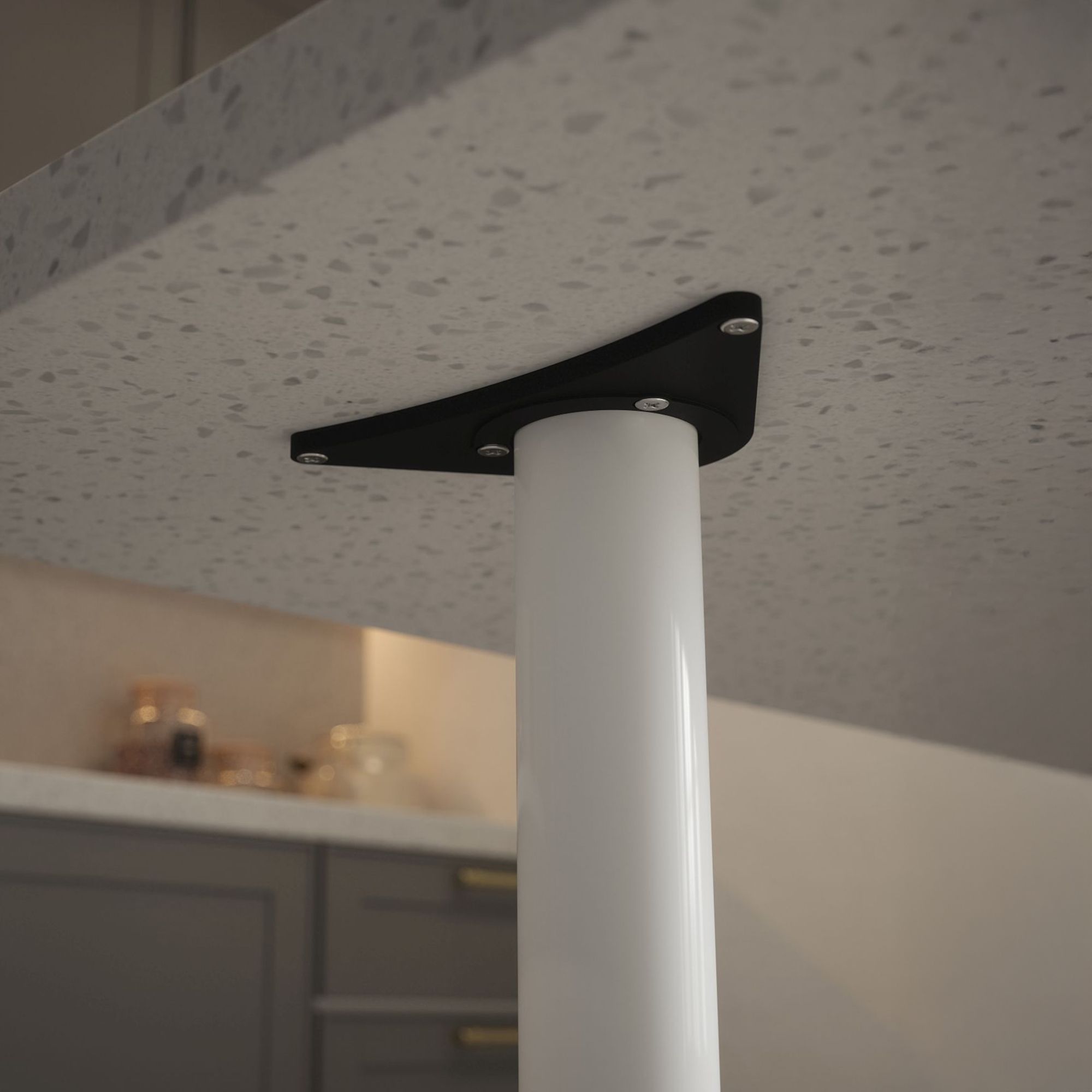 Rothley Matt White Contemporary Straight Worktop support leg (Dia)60mm ...