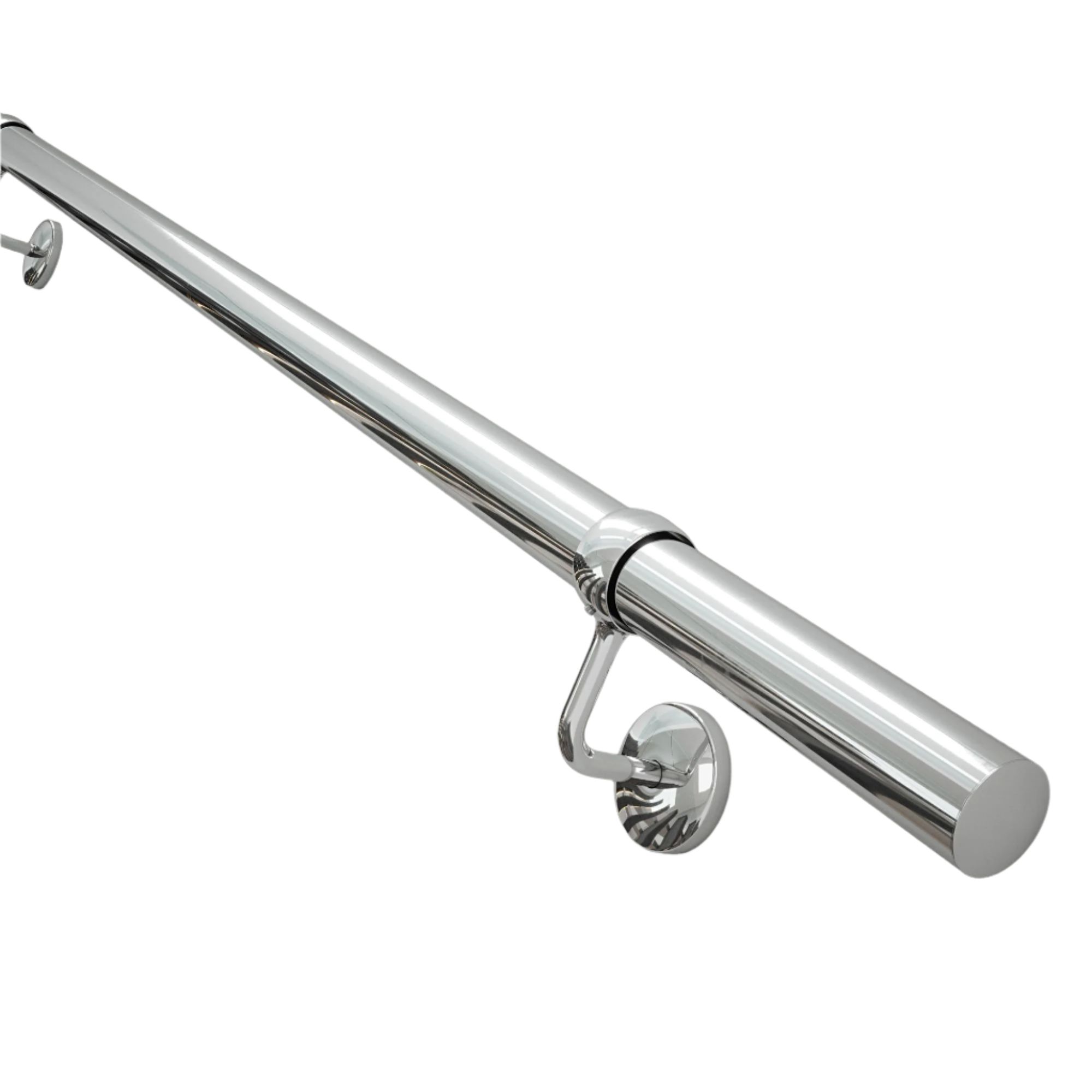 Rothley Polished Silver Steel Rounded Handrail kit, (L)1.2m