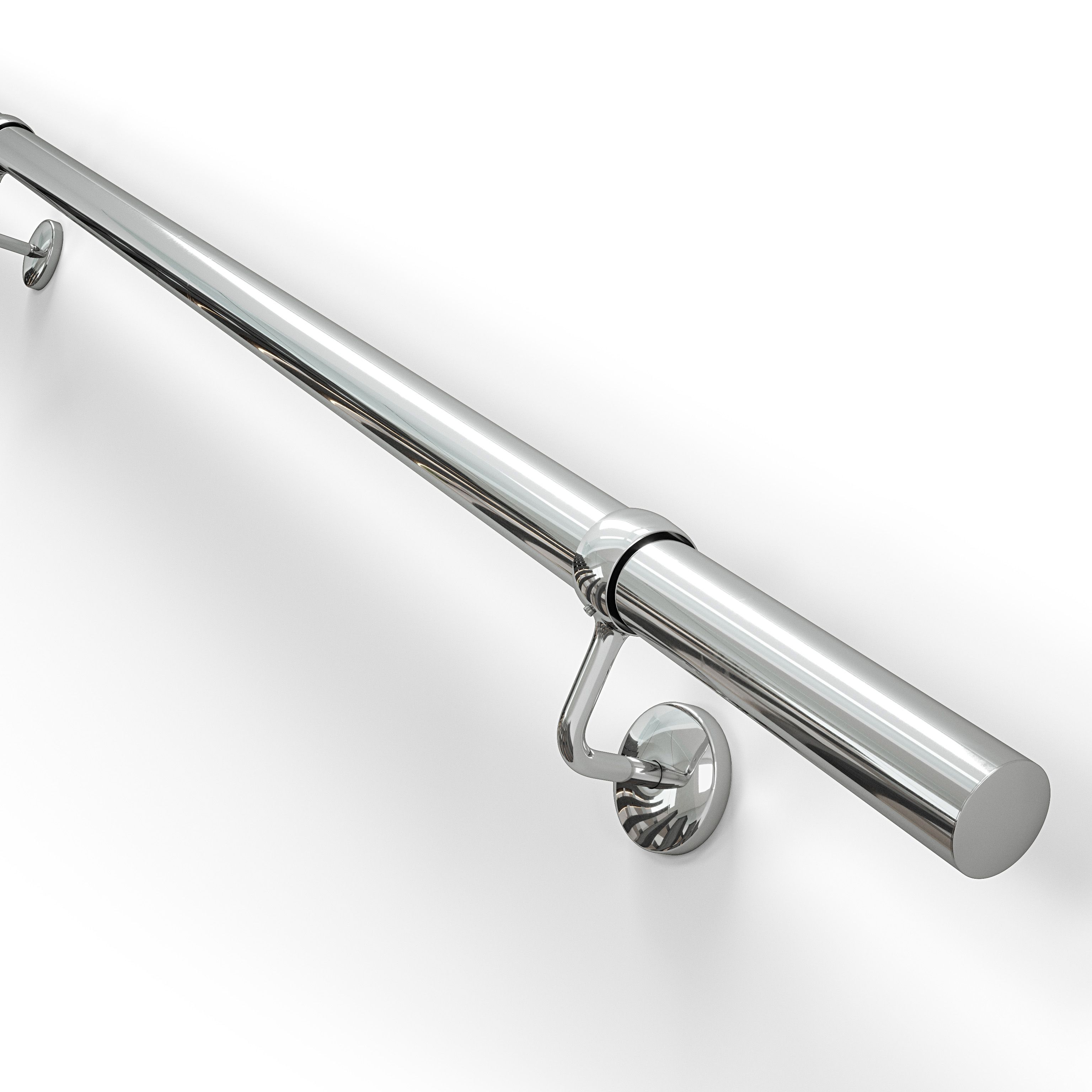 Rothley Polished Stainless steel Rounded Handrail kit, (L)3.6m