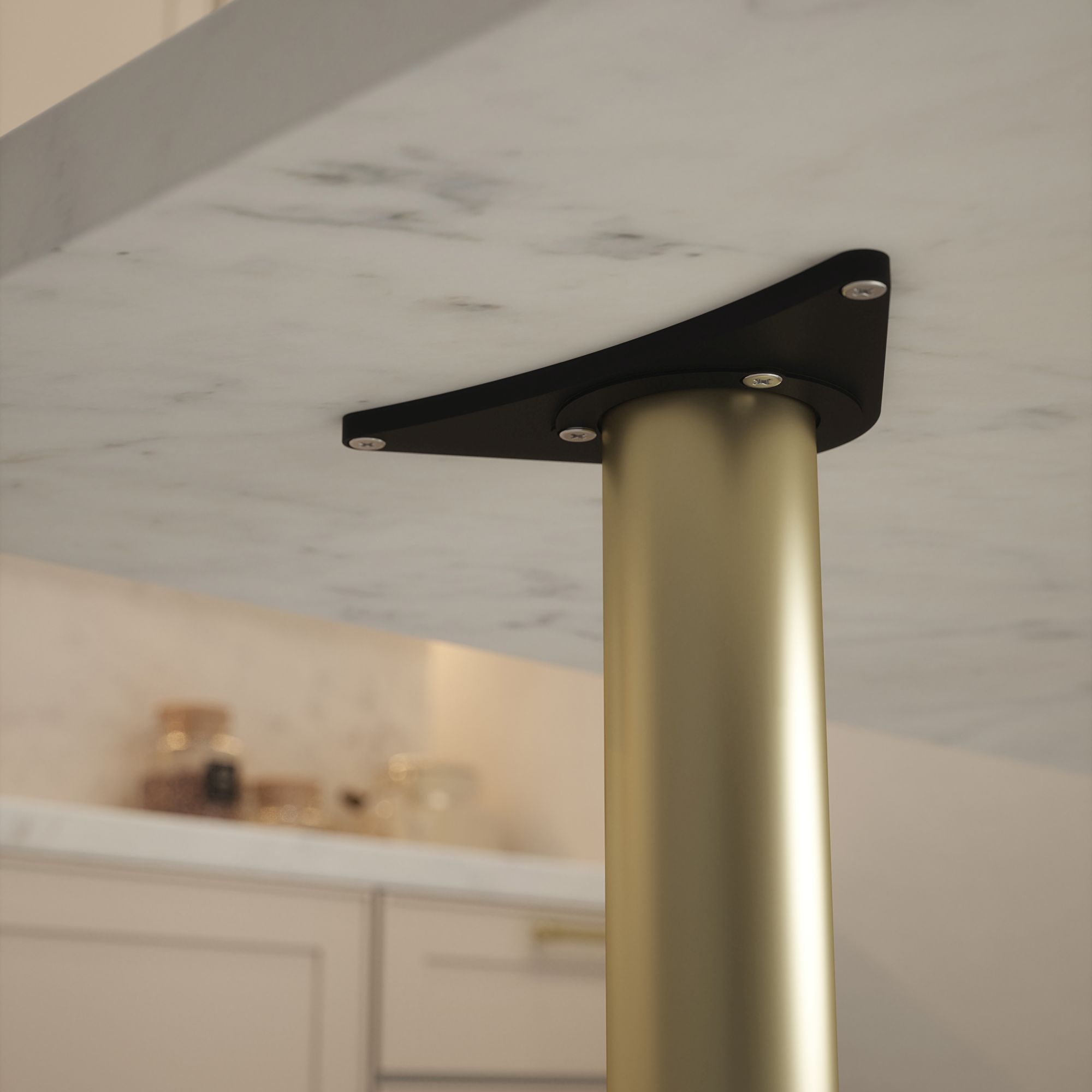Rothley Satin Brass Contemporary Straight Worktop support leg (Dia)60mm ...