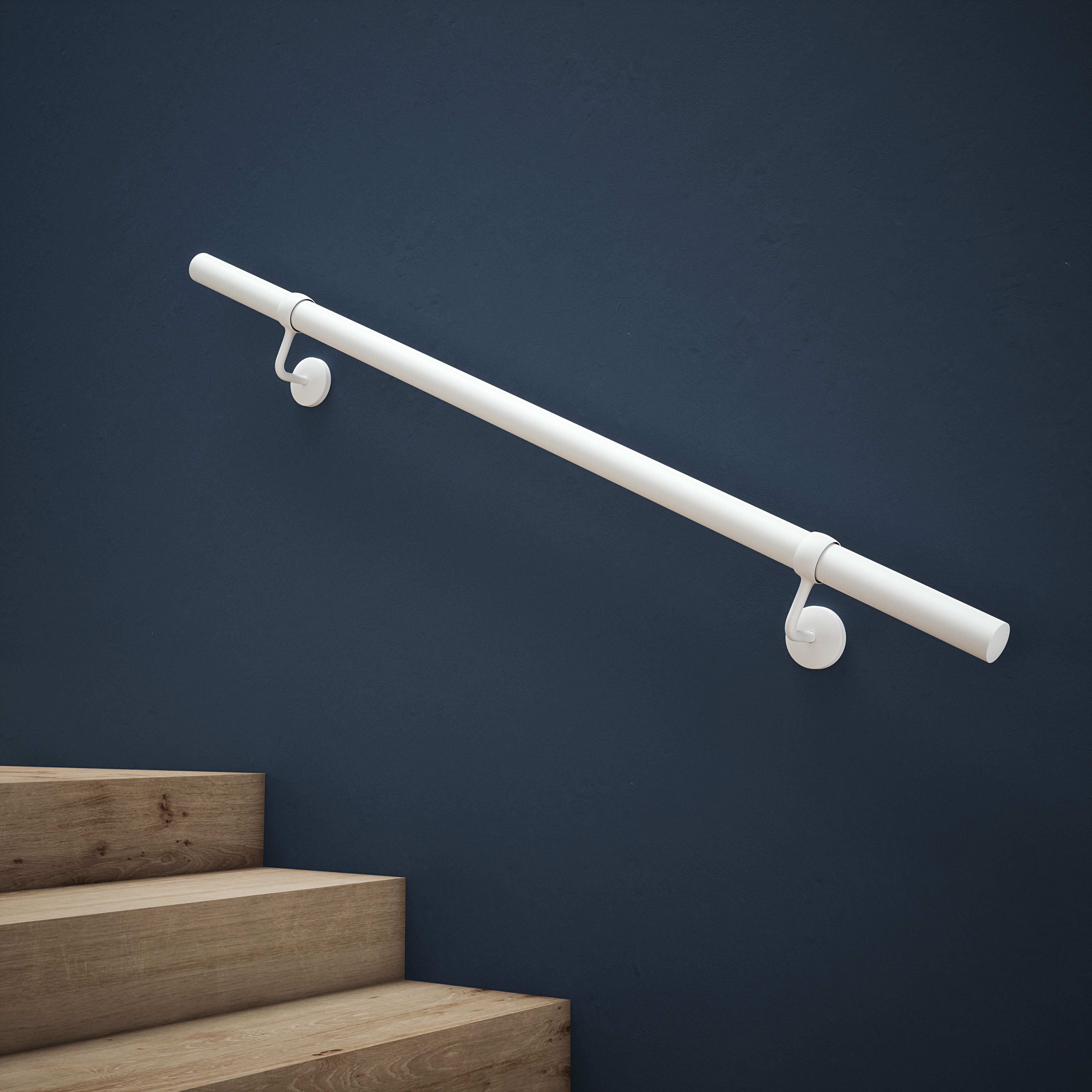 Rothley White Steel Rounded Handrail kit, (L)1.2m