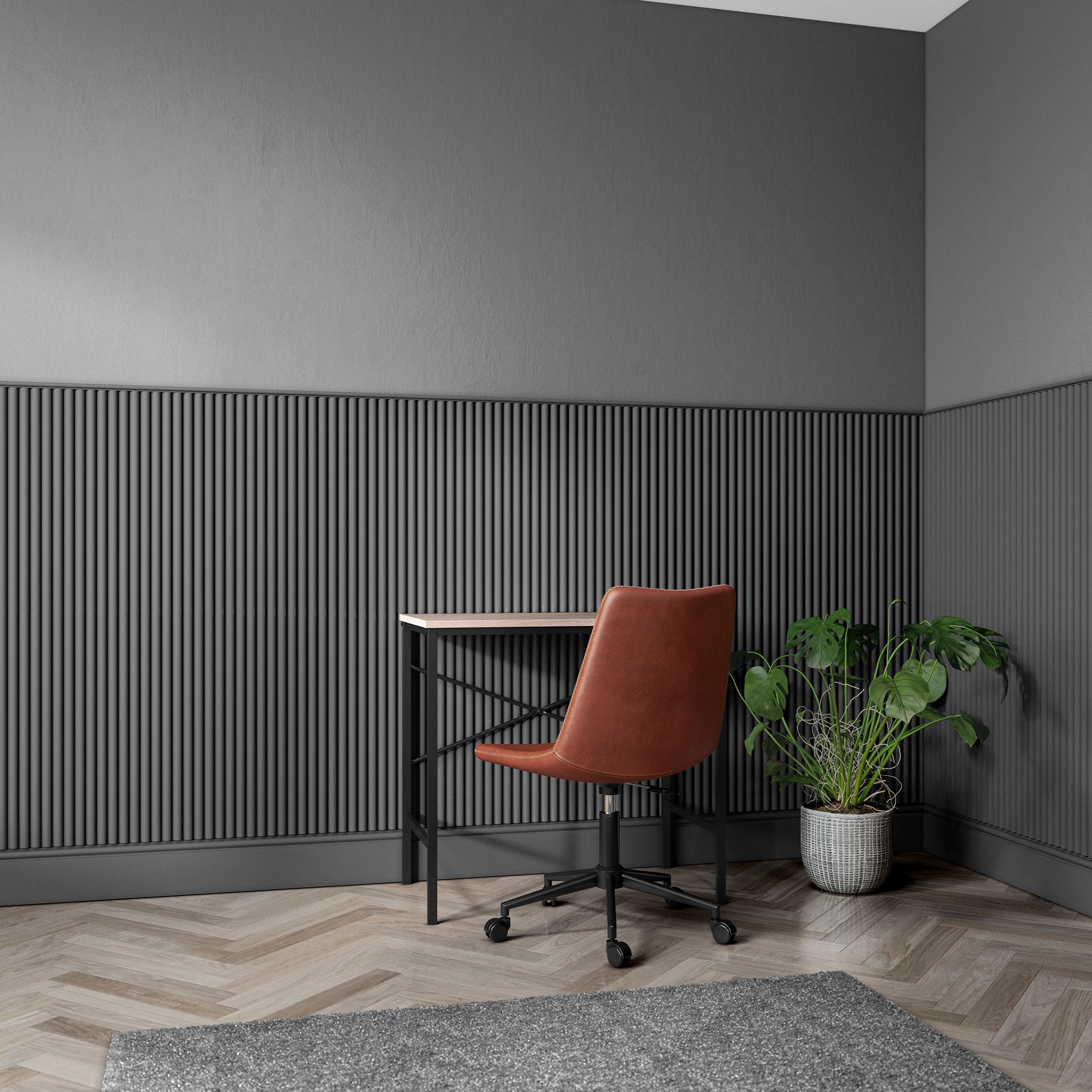 Round Slatt Cladding Pre-cut panel (L)1200mm (W)170mm (T)18mm