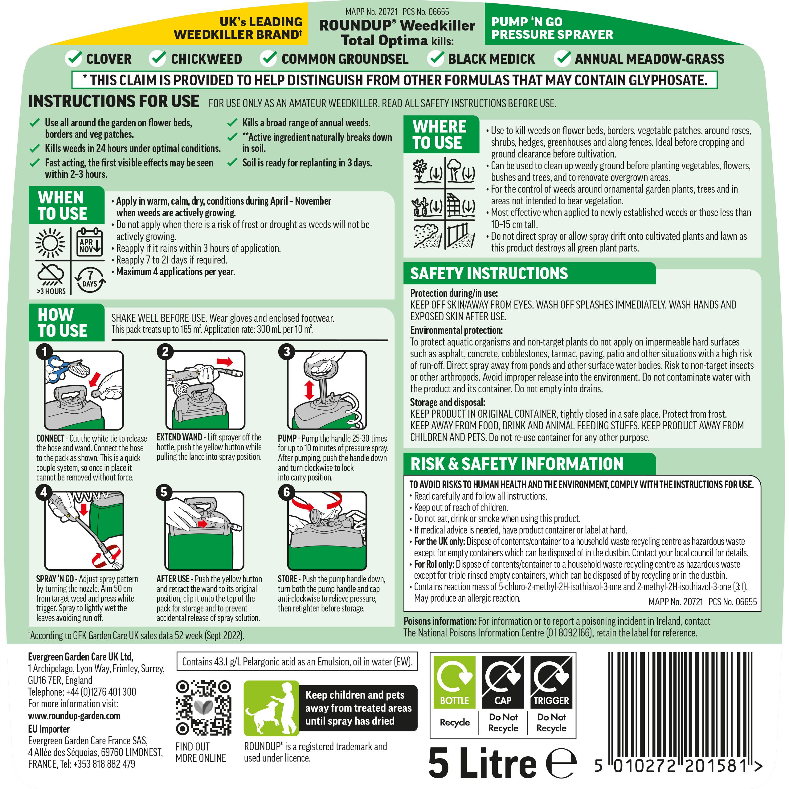 Roundup Weed control Weed killer 5L Liquid