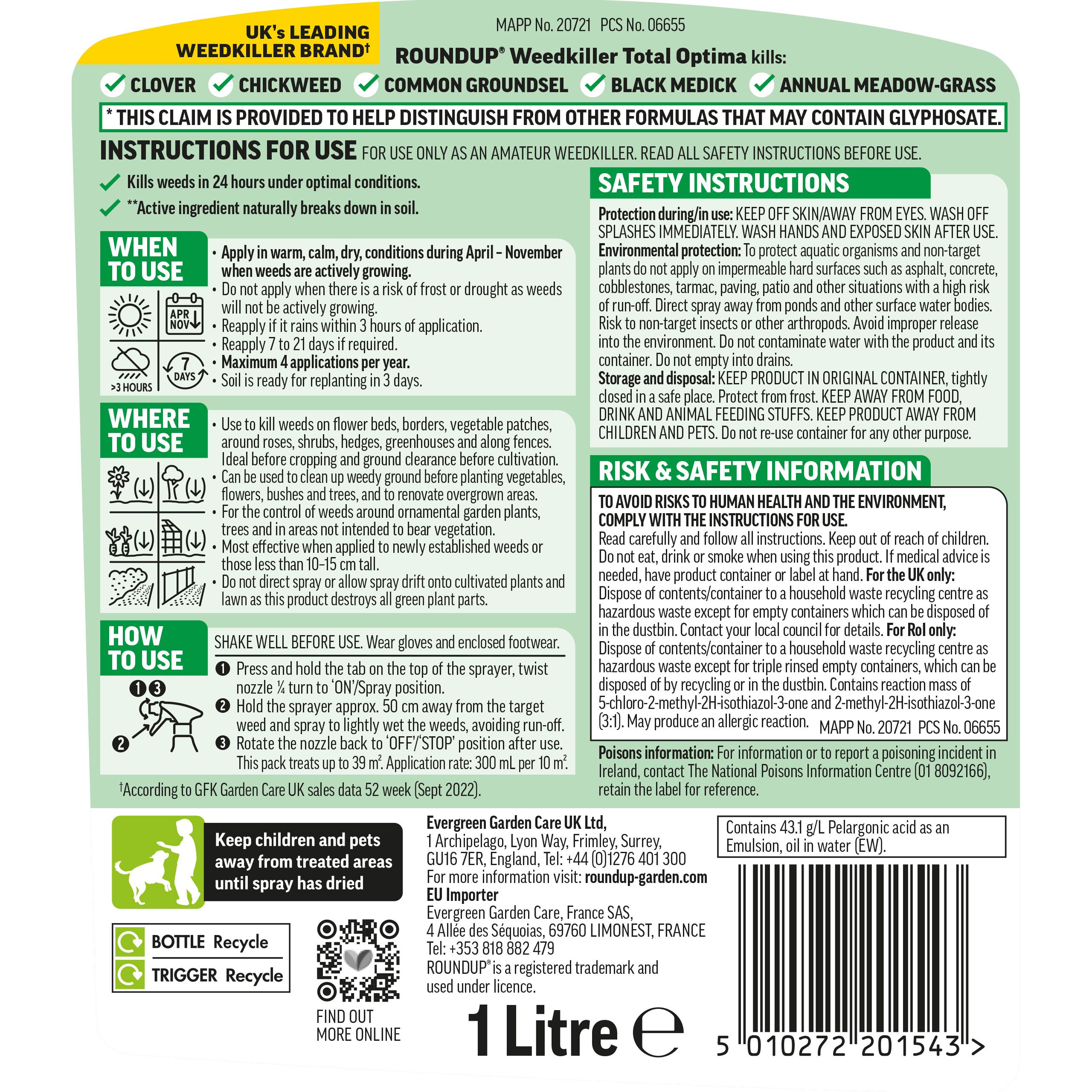 Roundup Weed killer 1L Liquid