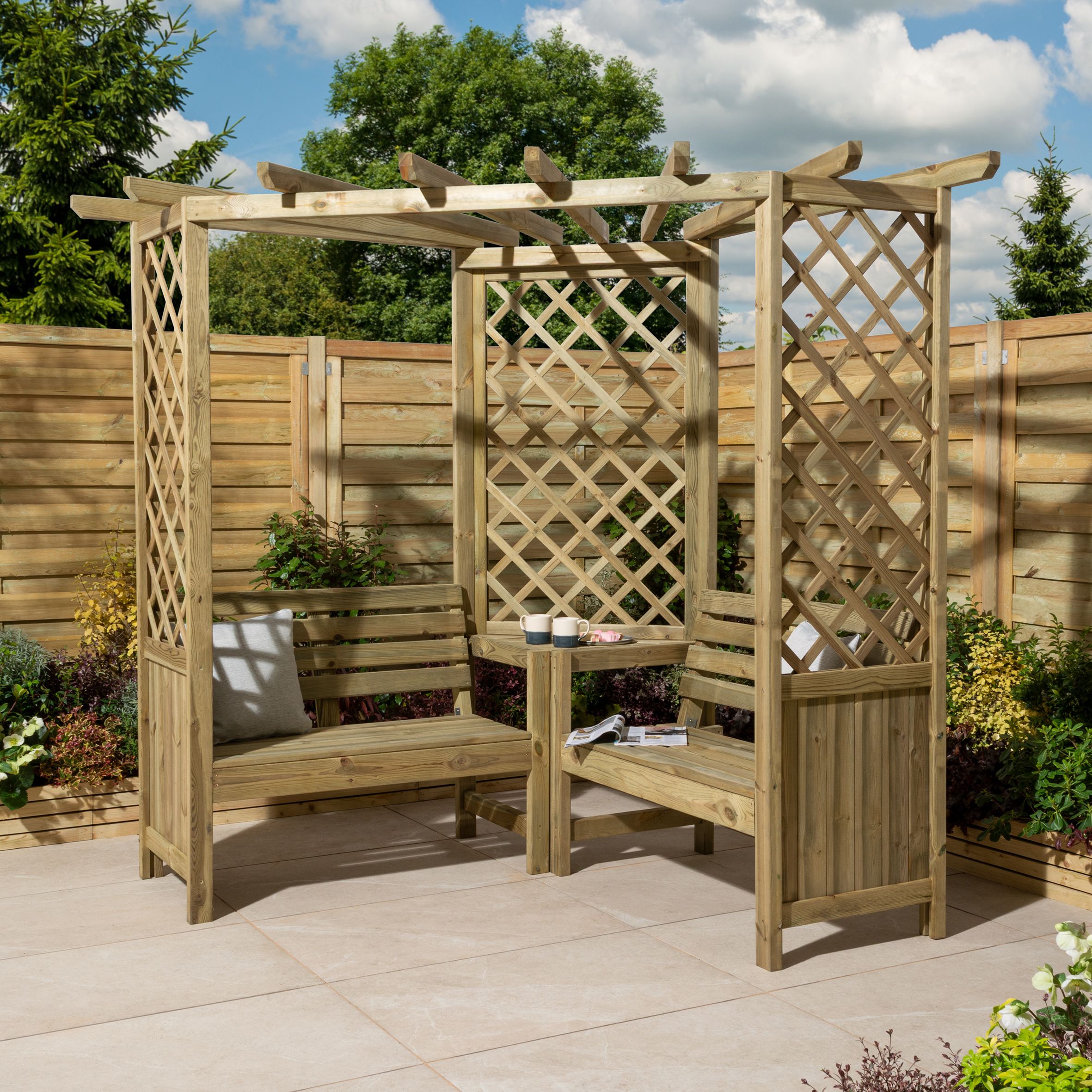 Rowlinson Pemberley Corner arbour, (H)2060mm (W)1880mm (D)1880mm ...
