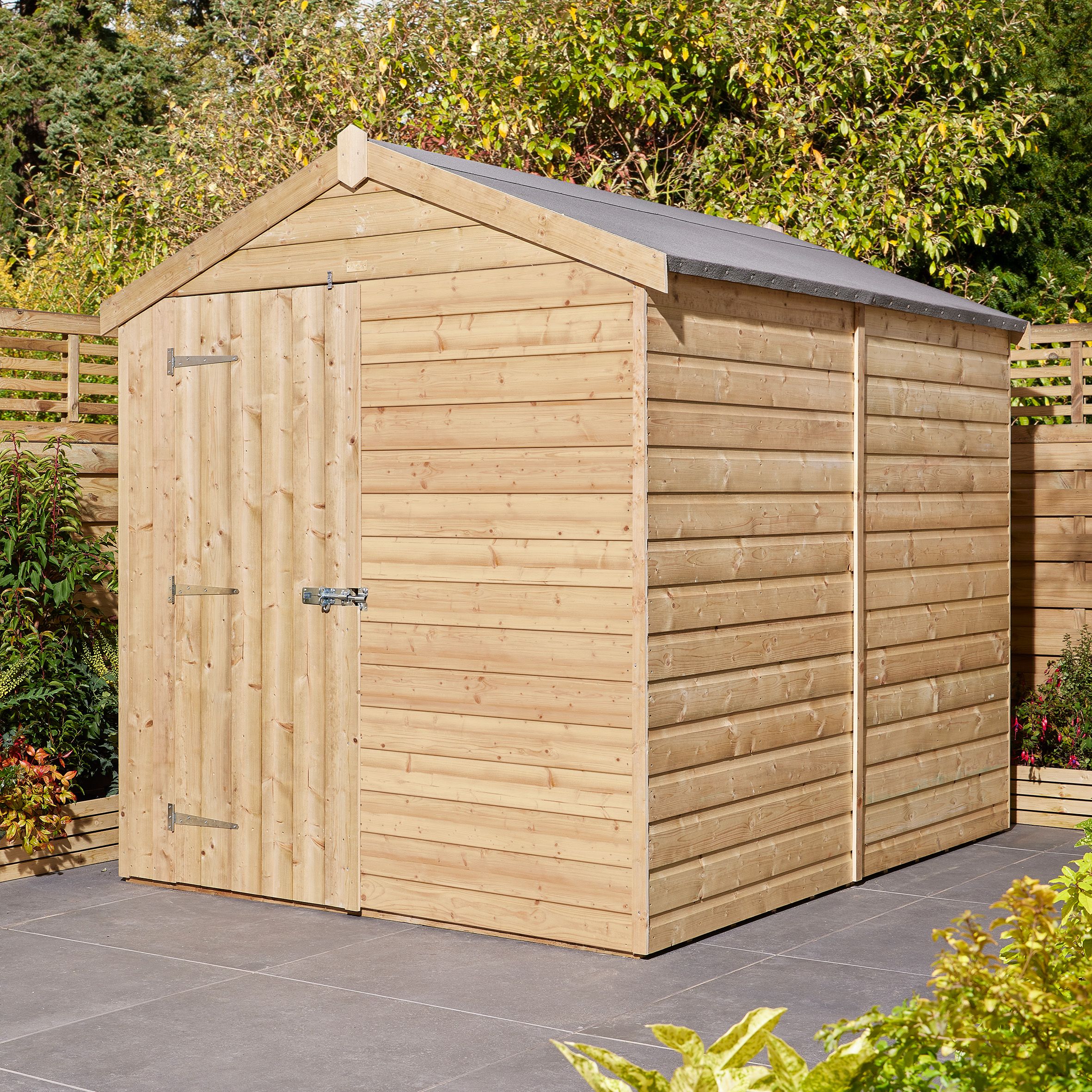 Rowlinson Shiplap 8x6 ft Apex Wooden Pressure treated Shed with floor