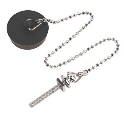 Rubber Chrome effect Basin Plug & chain (L)304.8mm | DIY at B&Q
