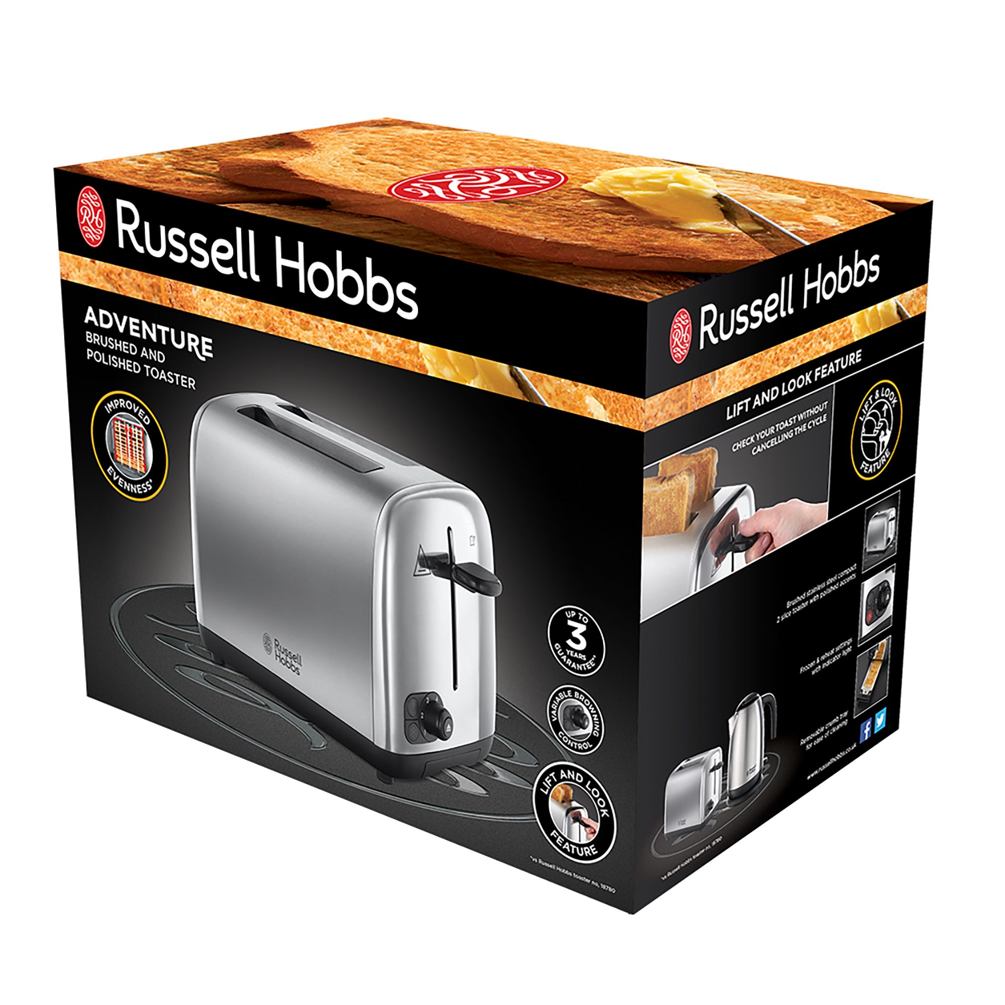 Russell Hobbs Adventure Stainless steel effect 2 slice toaster