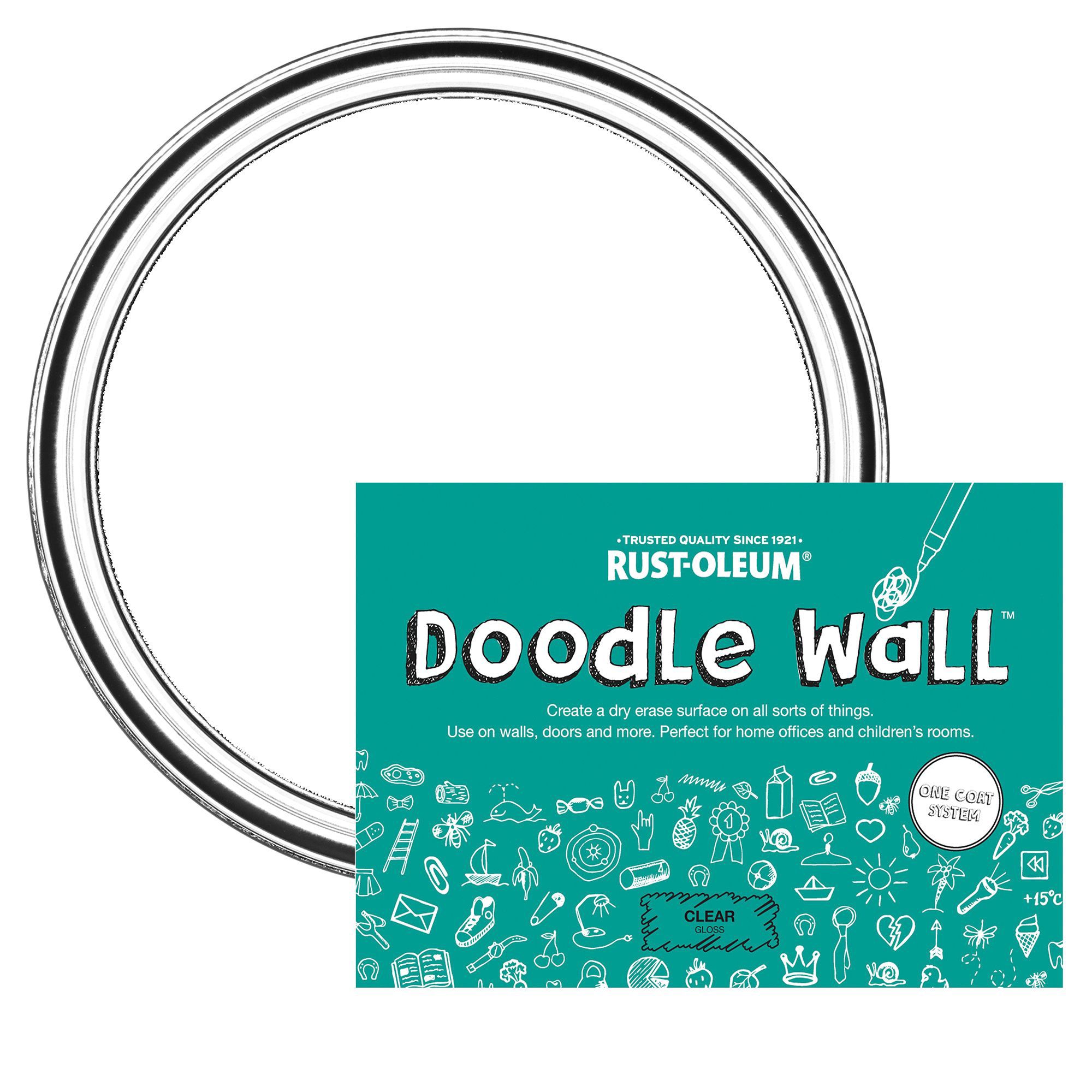 Rust-Oleum Doodle wall Clear dry Gloss Erase paint kit, 0.5L | DIY at B&Q