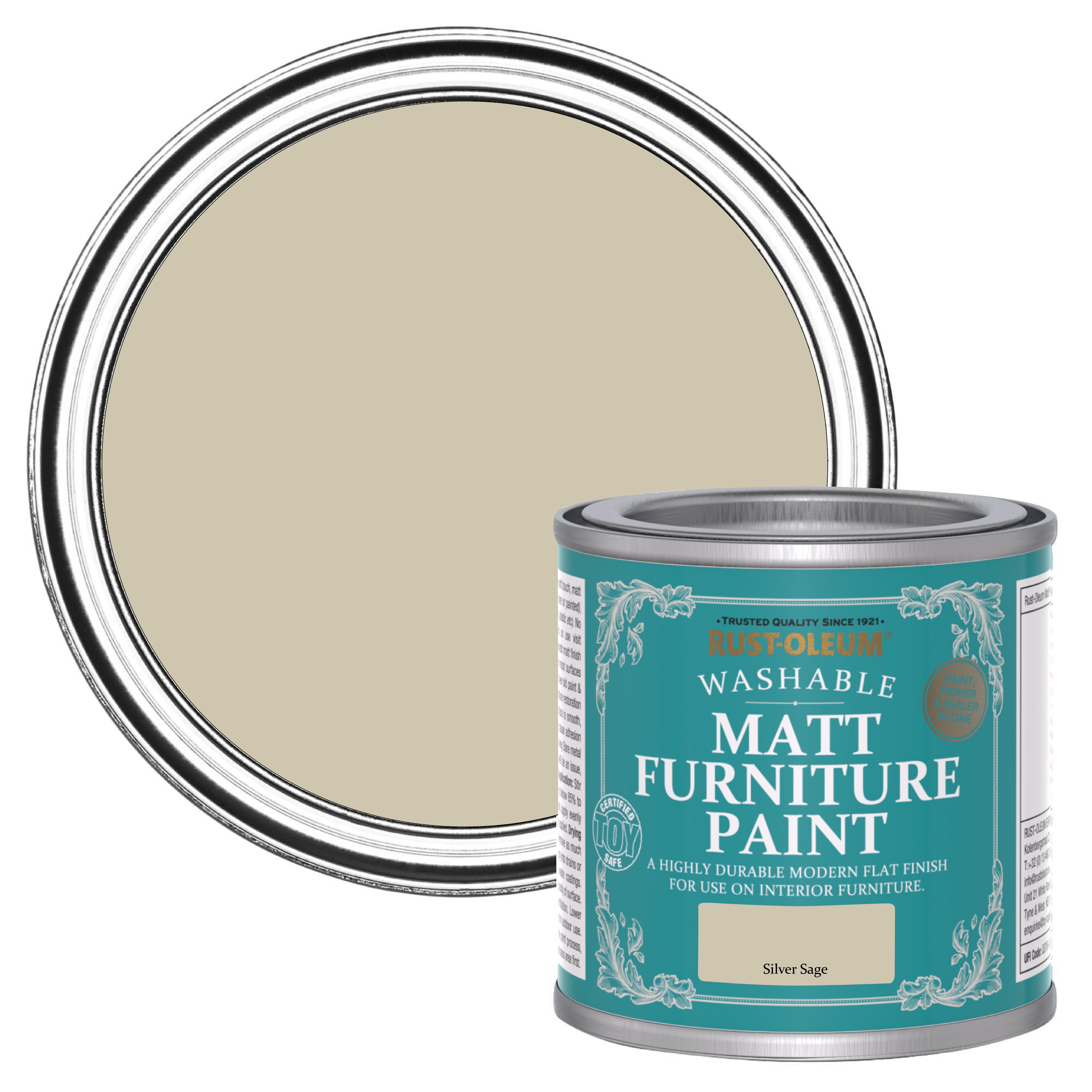 Rust-Oleum Silver Sage Matt Multi-room Furniture paint, 125ml at B&Q