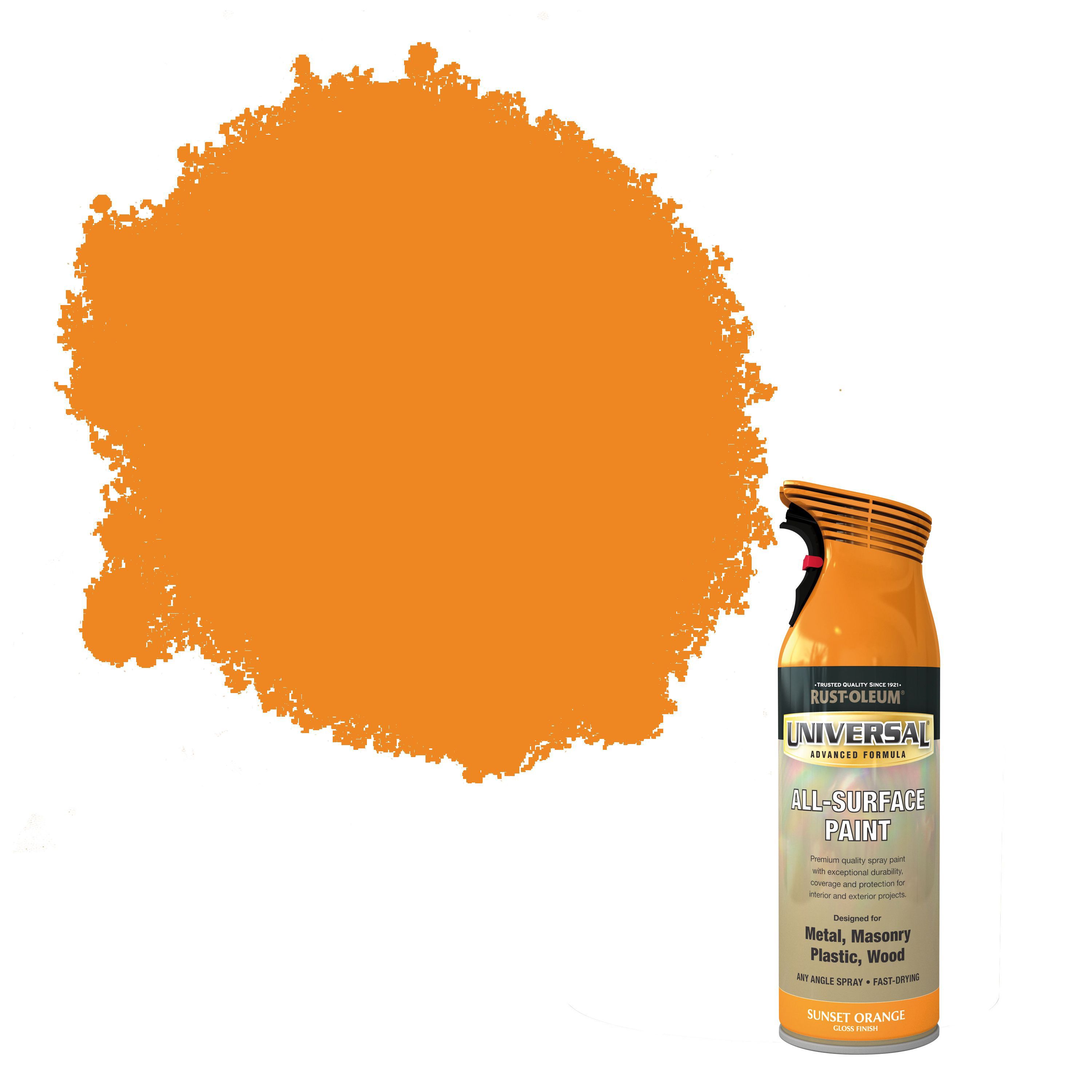 Rust-Oleum Universal Sunset orange Gloss Multi-surface Spray paint, 400ml