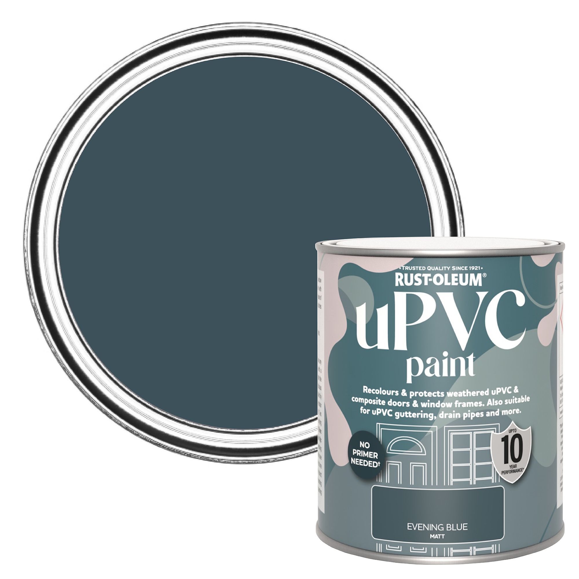 Rust-Oleum uPVC Evening Blue Matt Paint, 750ml