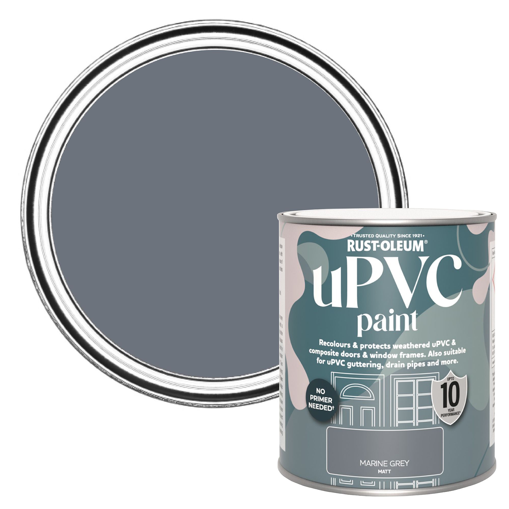 Rust-Oleum uPVC Marine Grey Matt Paint, 750ml