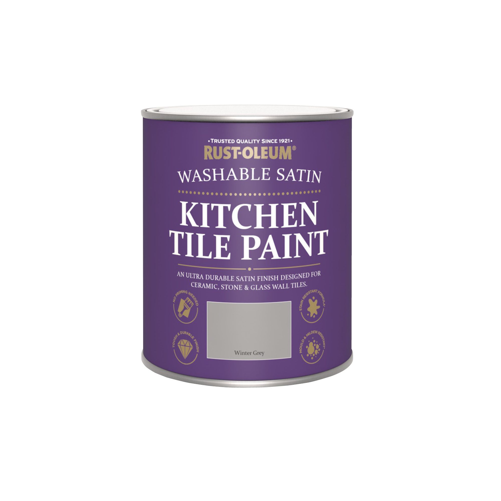 Rust-Oleum Winter Grey Matt Kitchen Wall tile & panelling paint, 750ml