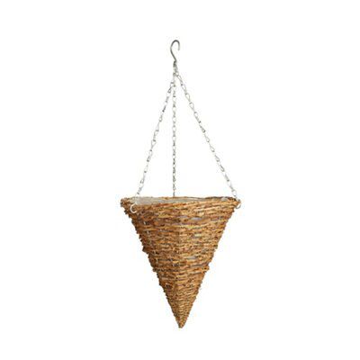 Rustic spot cone Rattan Hanging basket, 30.48cm | DIY at B&Q
