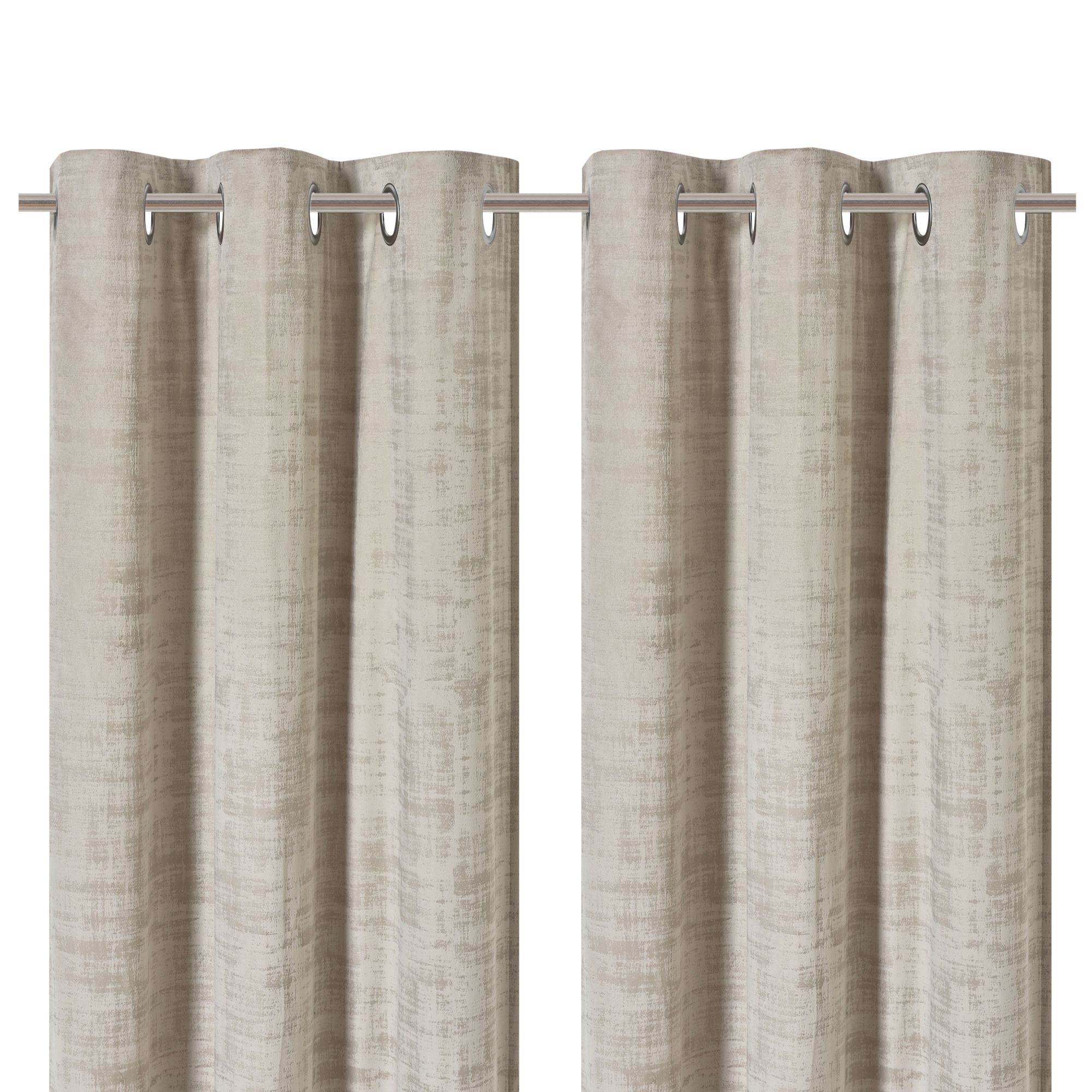 Ruvor Beige Plain woven Lined Eyelet Curtain (W)167cm (L)183cm, Pair ...