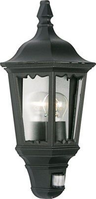 Ryedale Black PIR Outdoor Wall light 60W