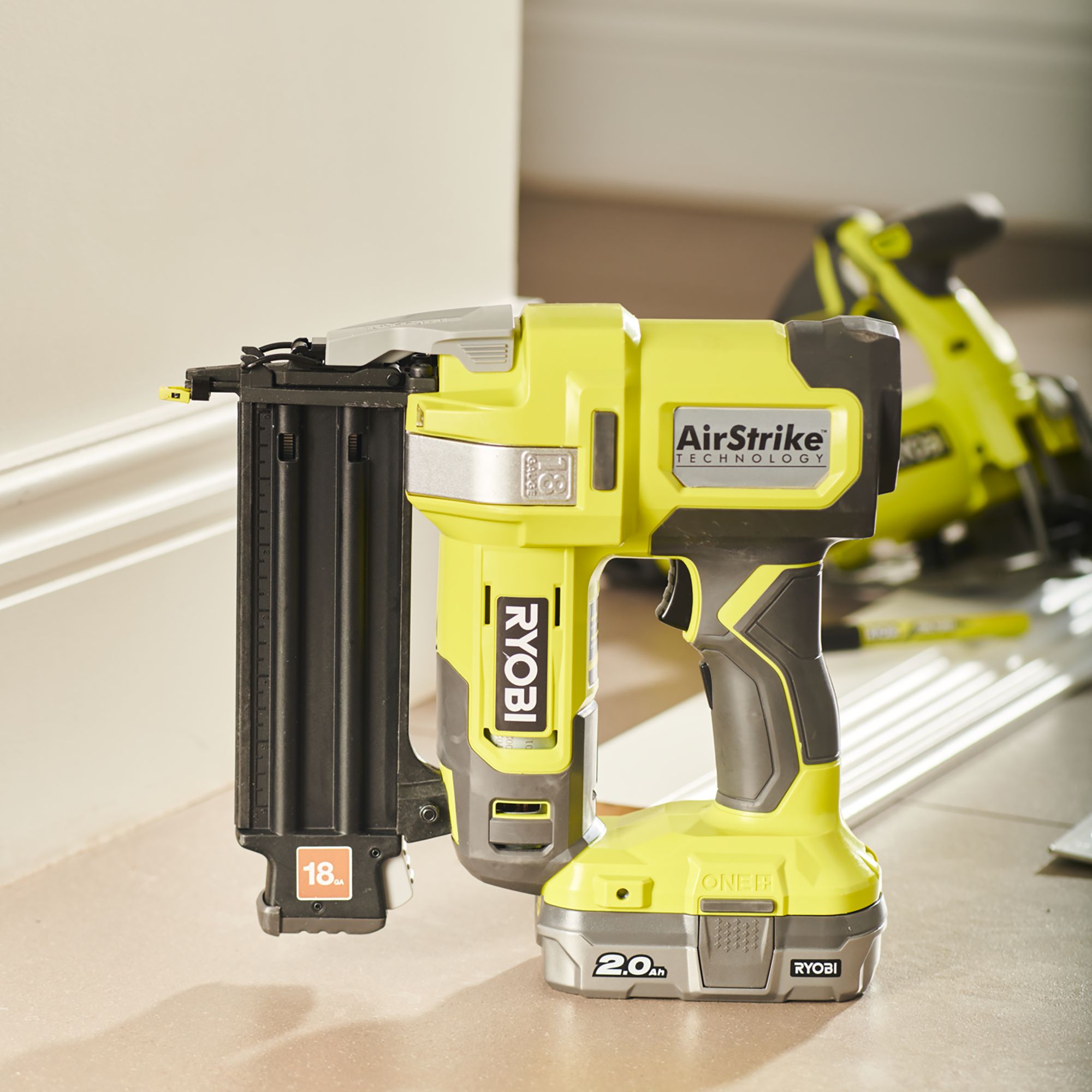 Ryobi 18V ONE+ Li-ion 50mm Second fix Cordless 18 gauge Nail gun (Bare ...