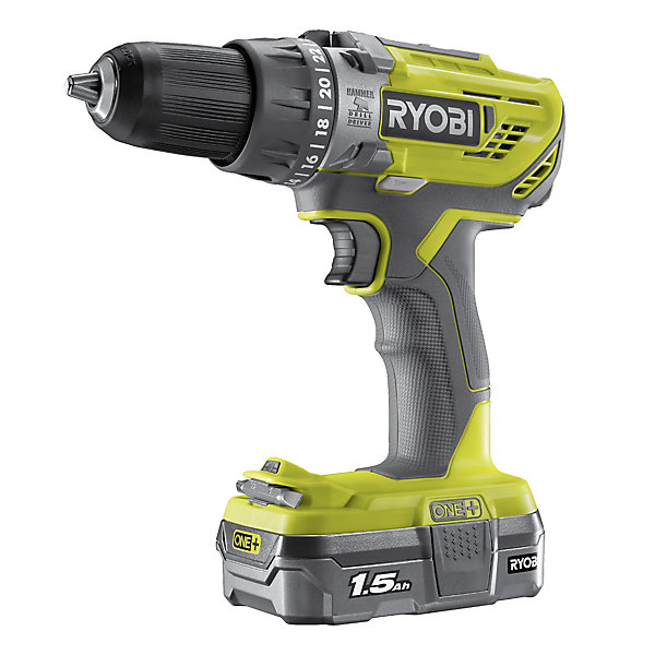Ryobi ONE+ 18V Li-ion Cordless Percussion drill (1 x 1.5Ah) - R18PD3-115GK Ryobi ONE+ 18V Li-ion Cordless Percussion drill (1 x 1.5Ah) - R18PD3-115GK