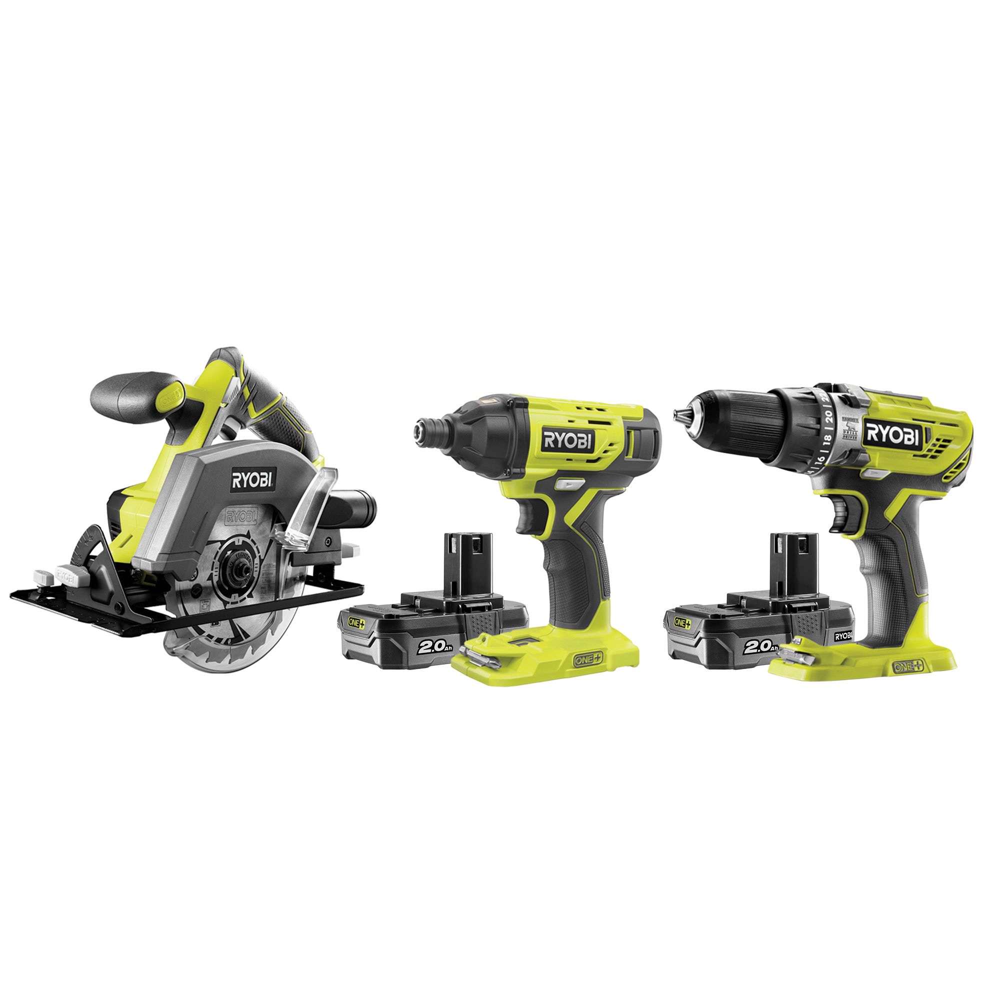 Ryobi ONE+ 18V Li-ion One+ Cordless 3 piece Power tool kit ...