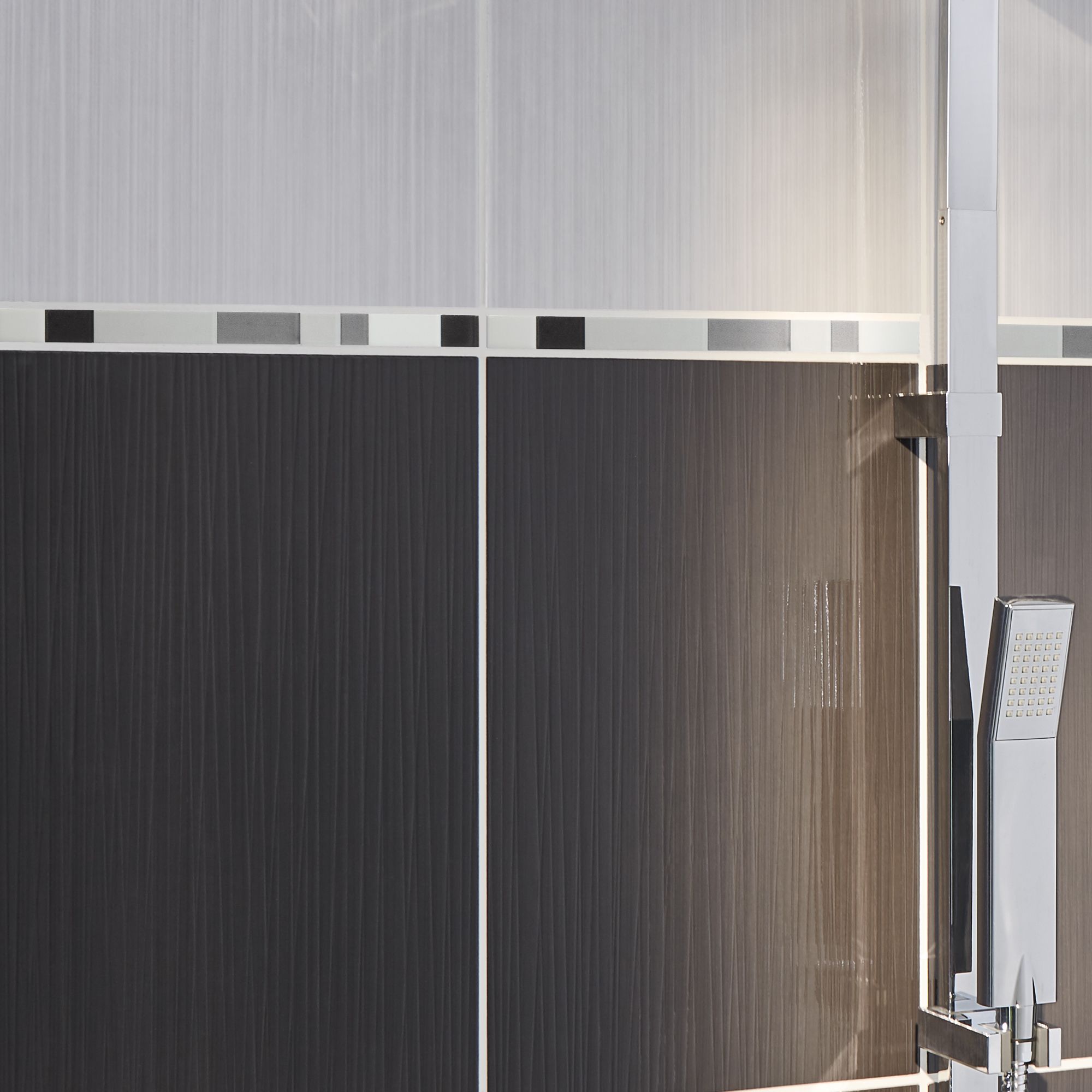 Salerna Black Listel Ceramic Border tile, (L)400mm (W)20mm