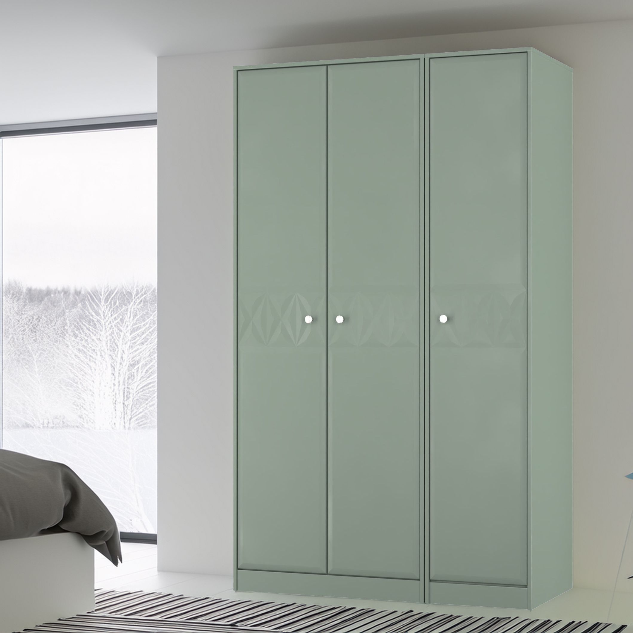 San Jose Ready assembled Contemporary Green Tall Triple Wardrobe (H ...