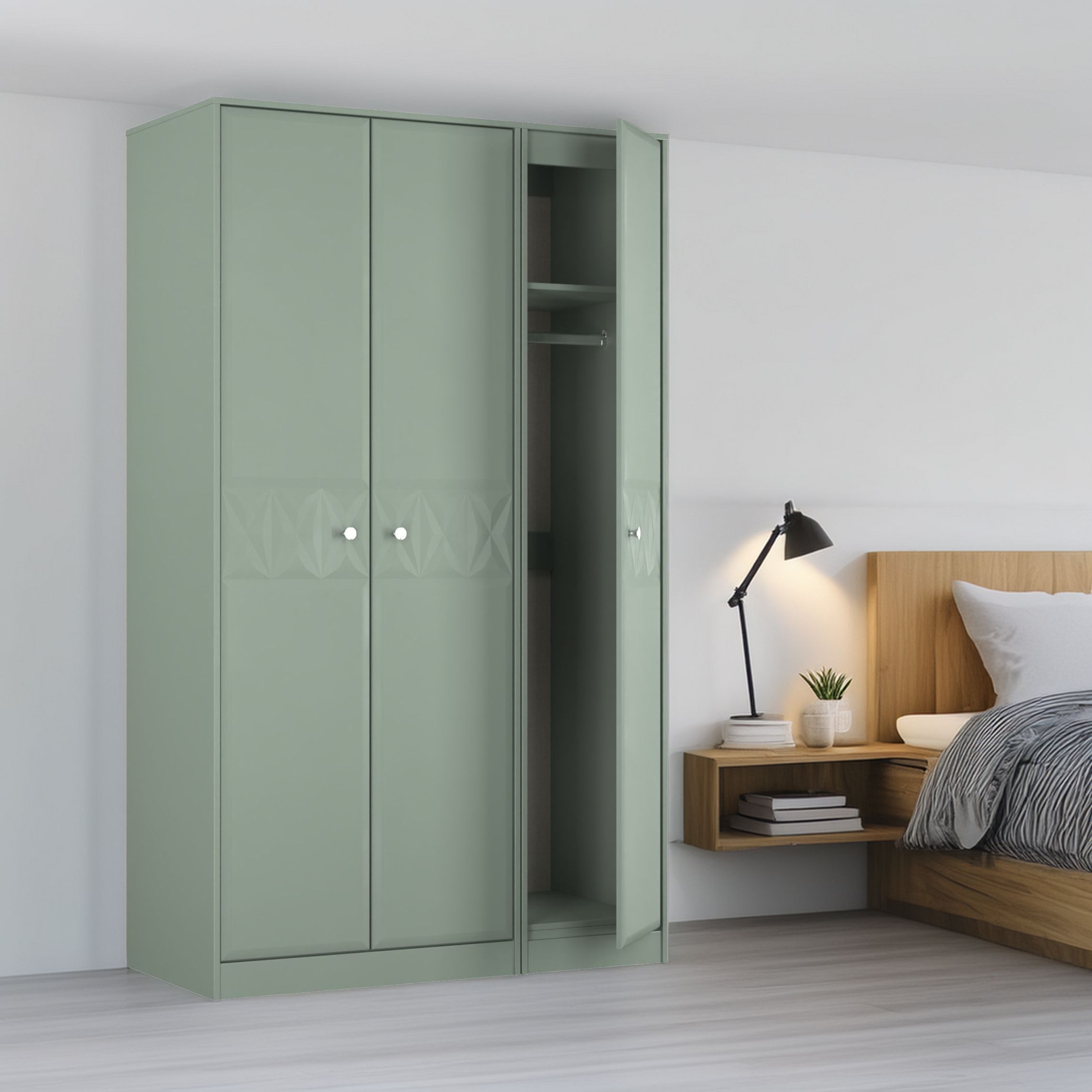 San Jose Ready assembled Contemporary Green Tall Triple Wardrobe (H ...