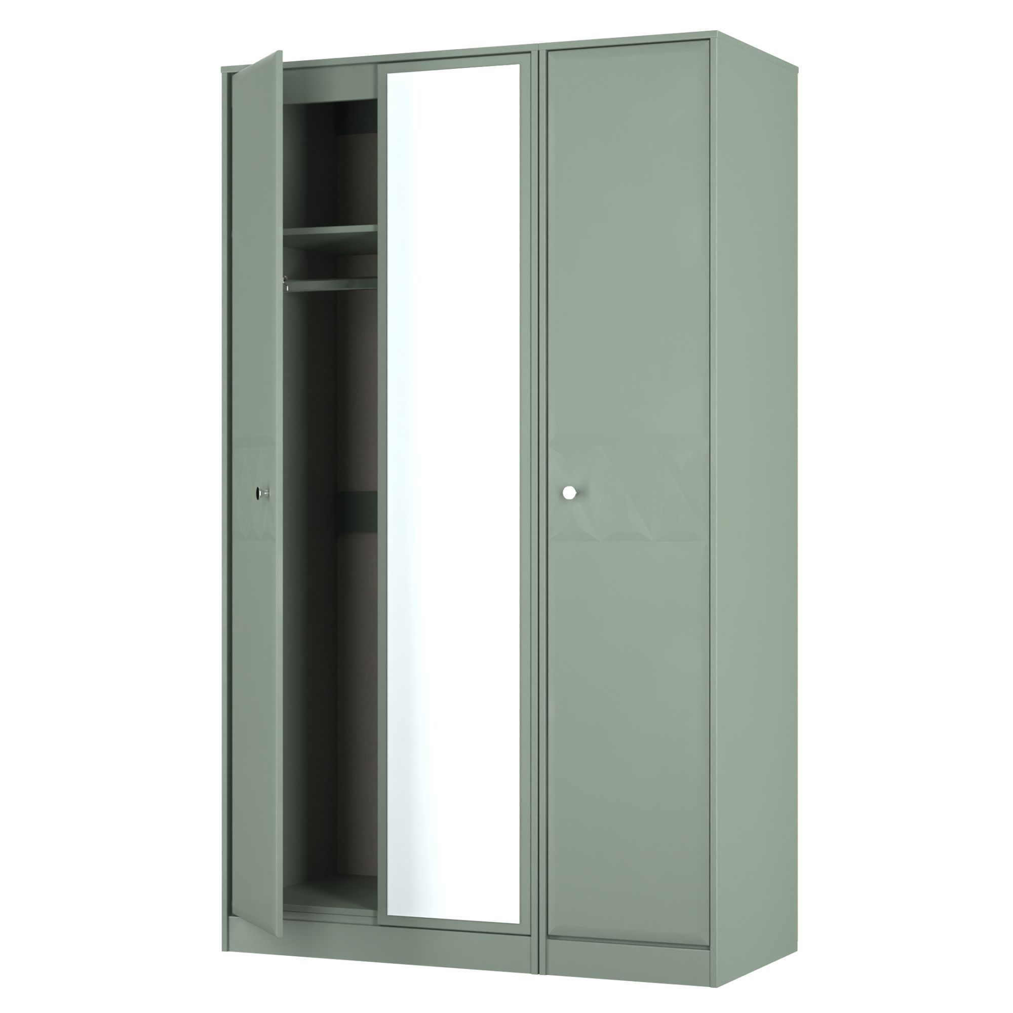 San Jose Ready assembled Contemporary Green Tall Triple Wardrobe With 1 ...
