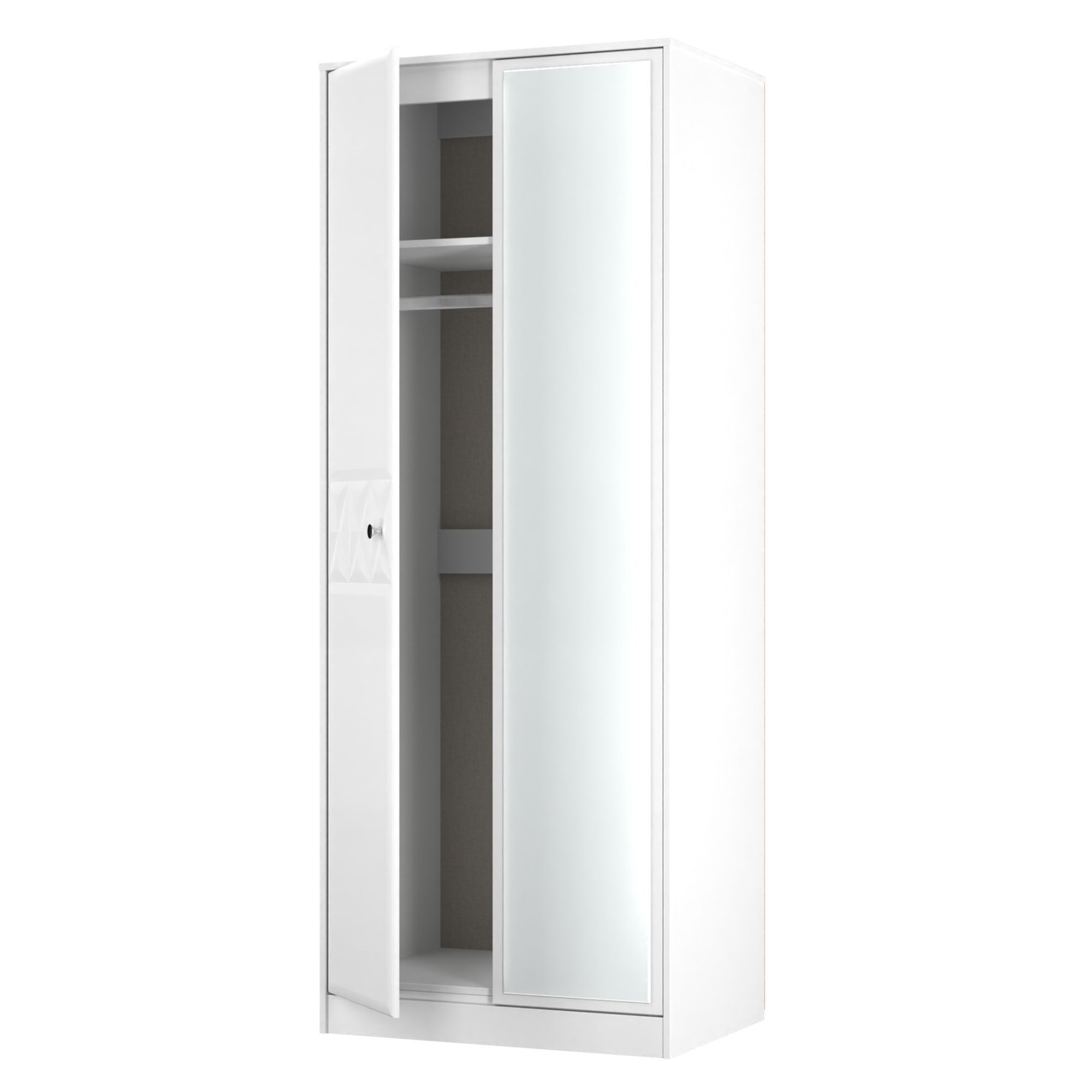 San Jose Ready assembled Contemporary White Tall Double Wardrobe With 1 ...