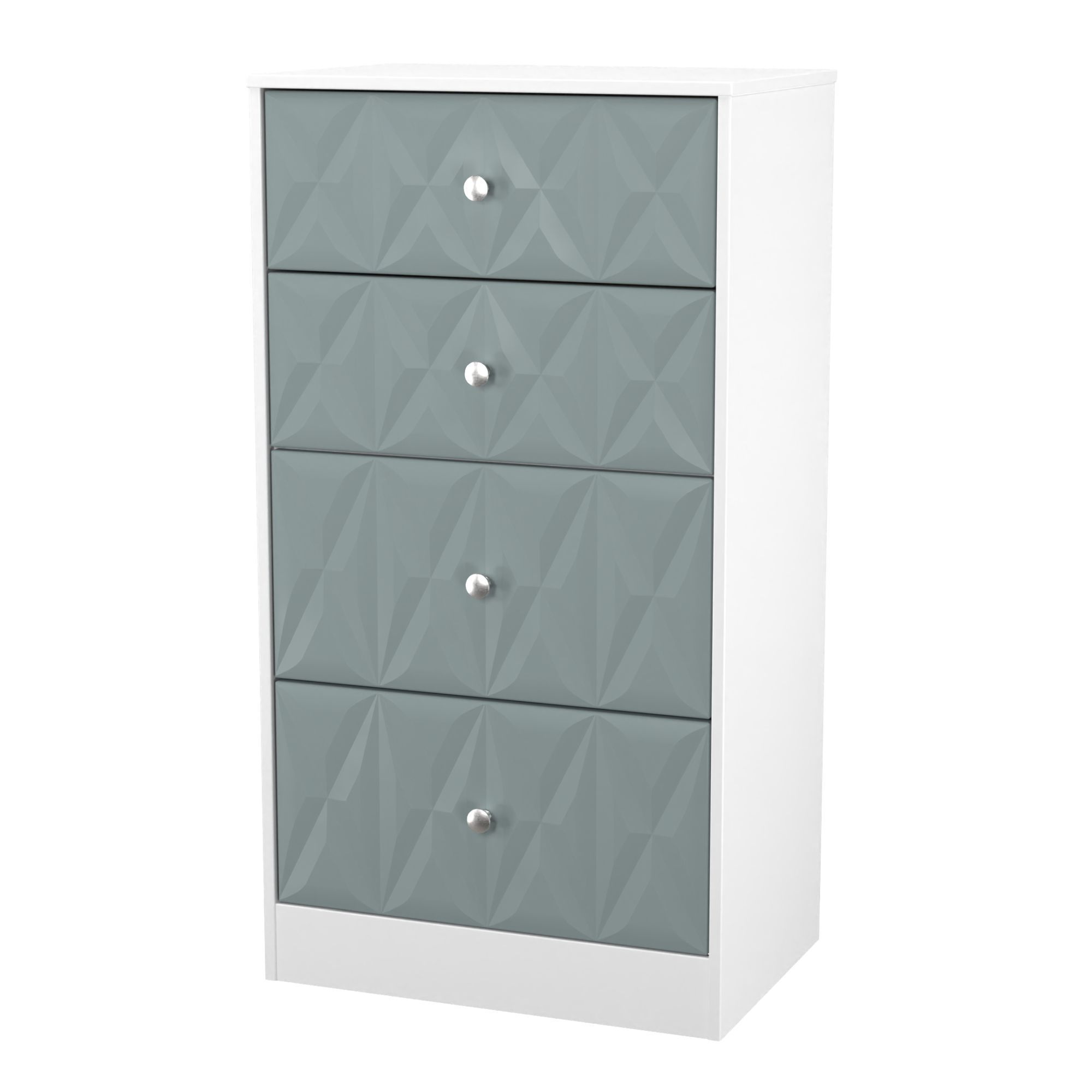 San Jose Ready assembled Matt duck egg blue & white 4 Drawer Deep Chest ...