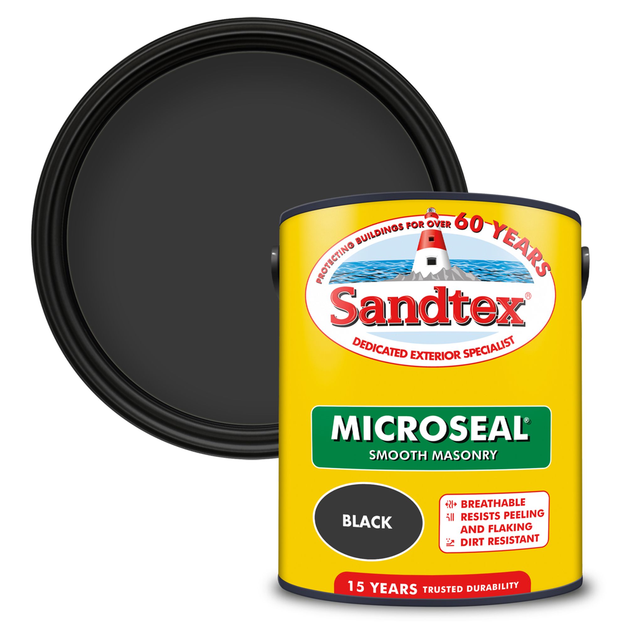 Sandtex Black Ultra smooth Masonry paint, 5L
